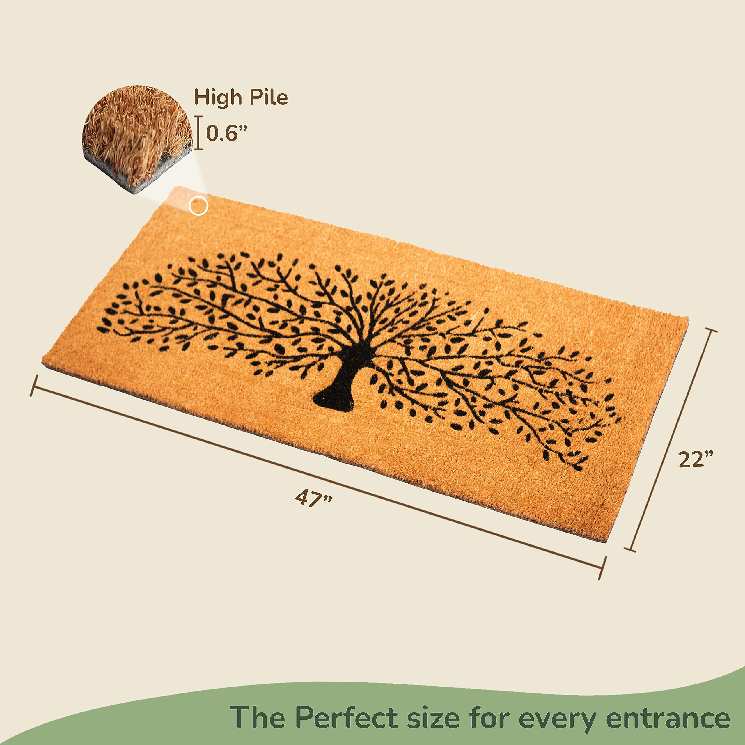 Extra Large Floor Mat for Patio Decor, Coco Coir Mats with PVC-Backing ...