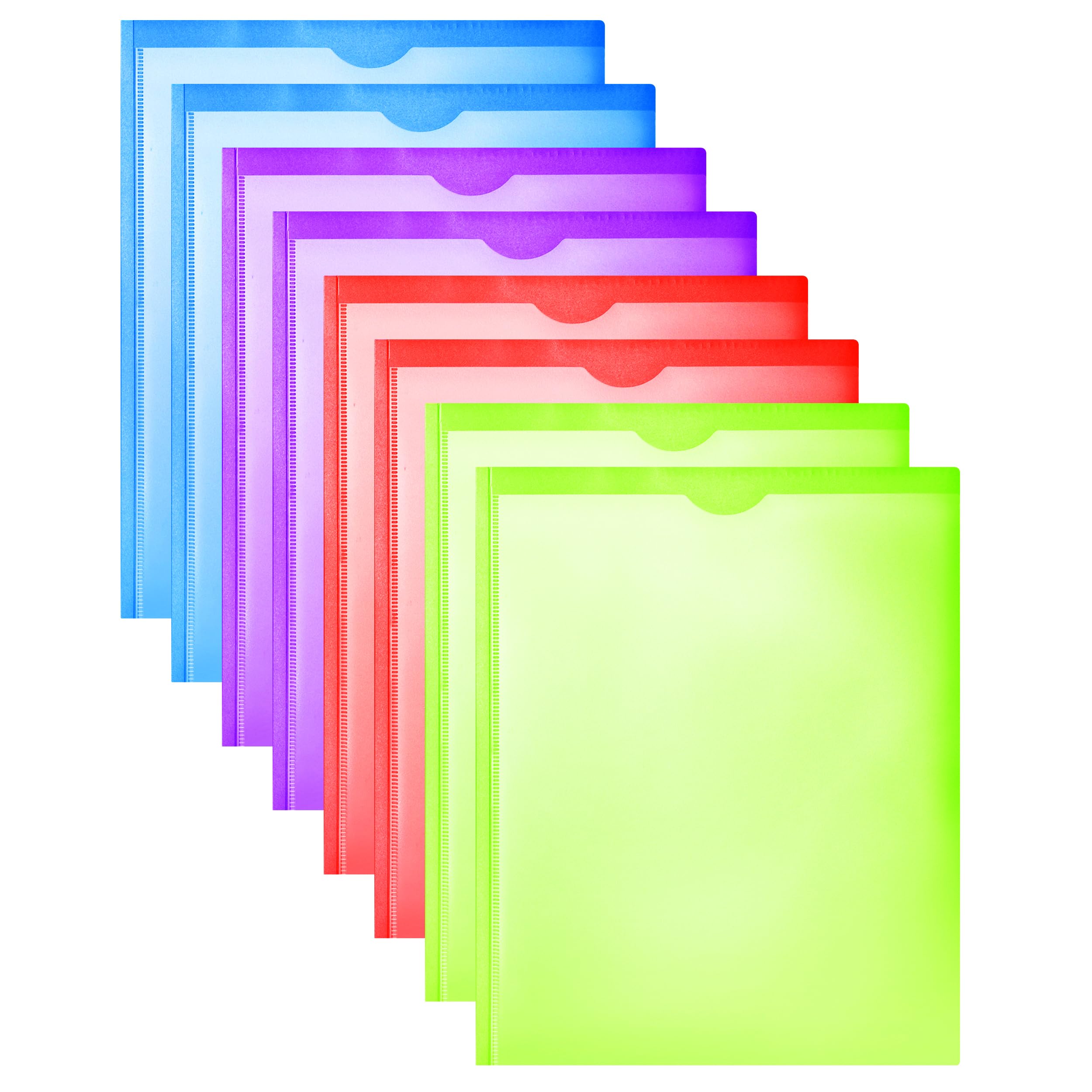 TEWRLNDE 8 Packs Heavy Duty 3 Pockets Folders With Prongs Plastic
