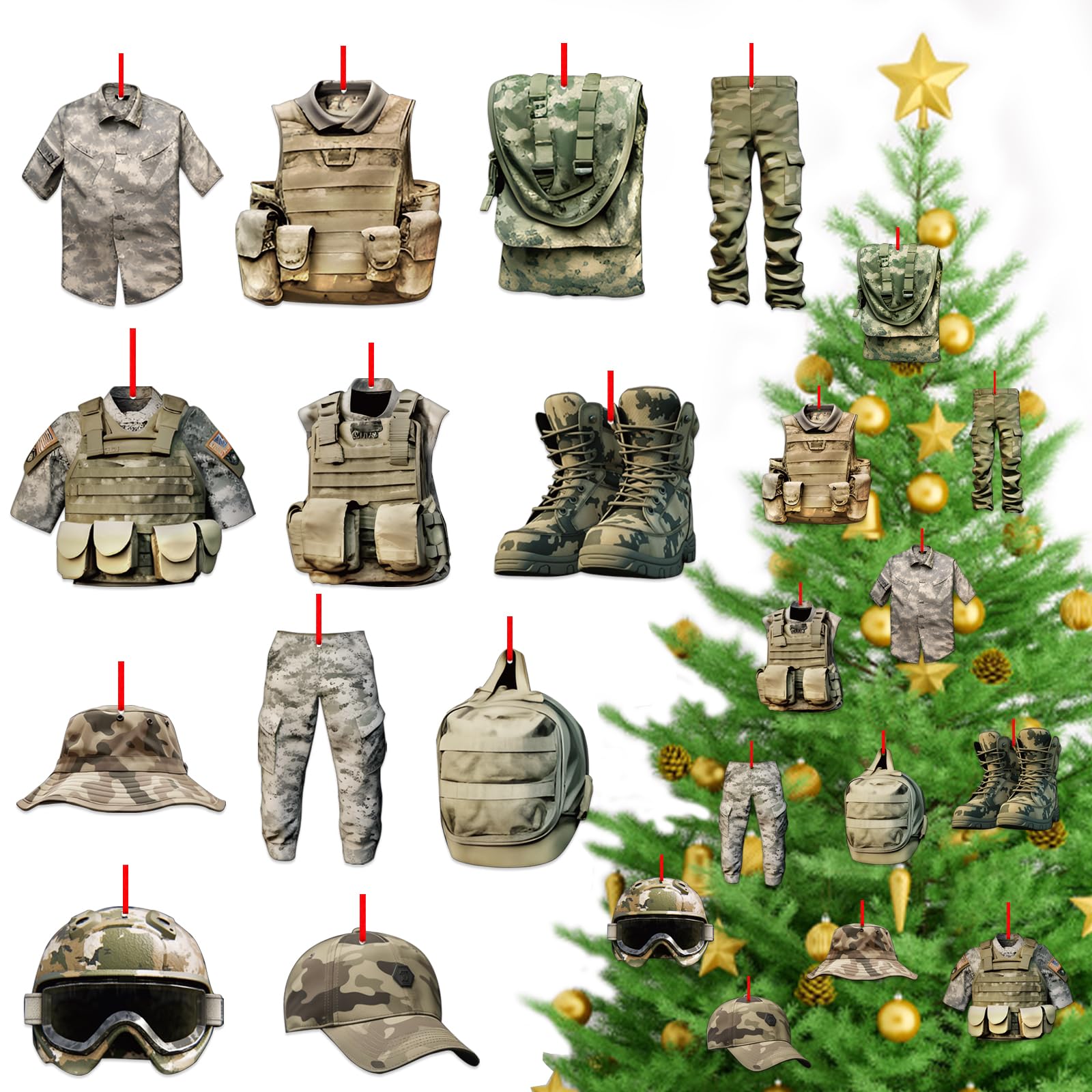 Amazon.com: FLYAB 12PCS Army Christmas Ornament Wooden Army Ornament ...