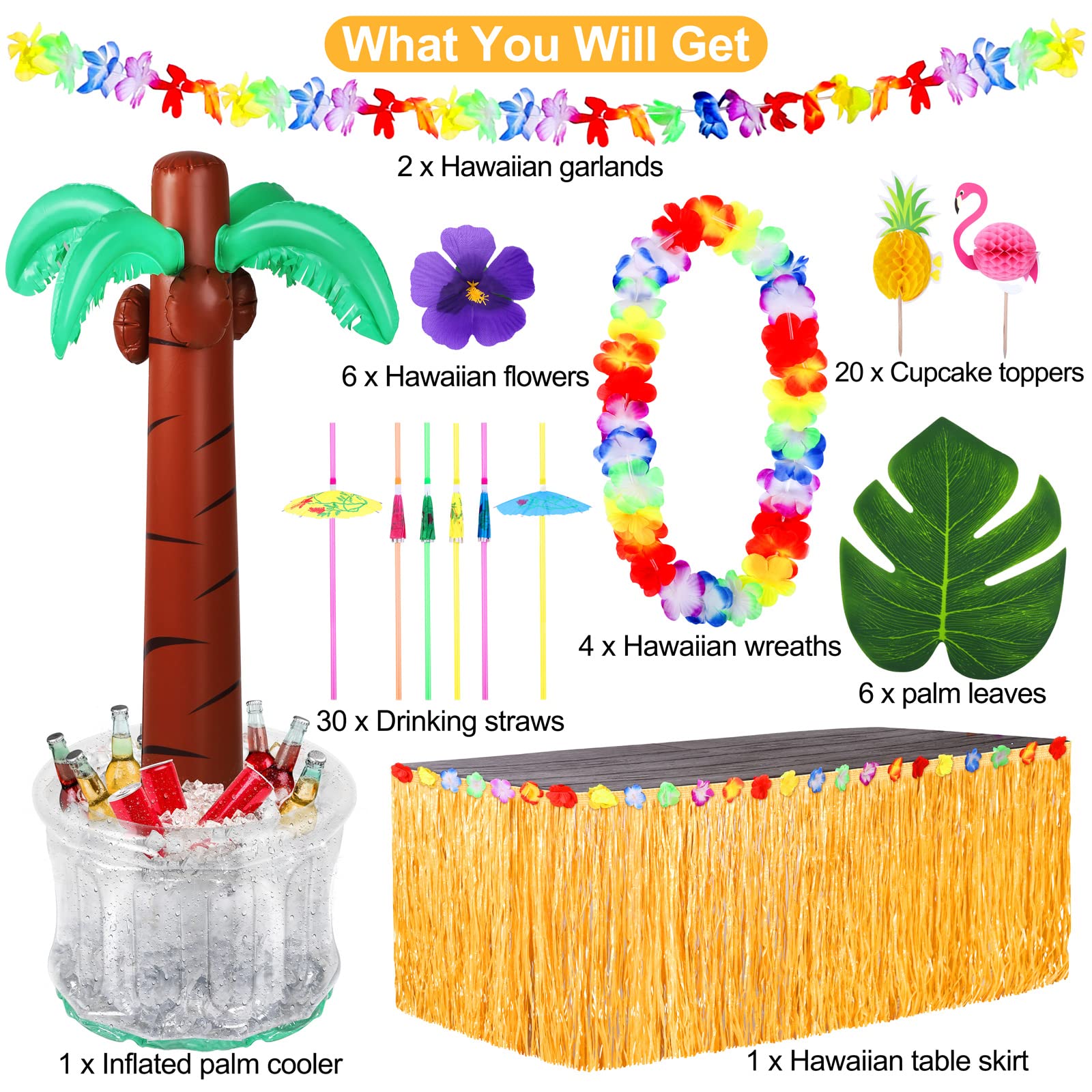 Snapklik.com : Fovths 70 Pack Tropical Luau Party Decorations, 60 ...