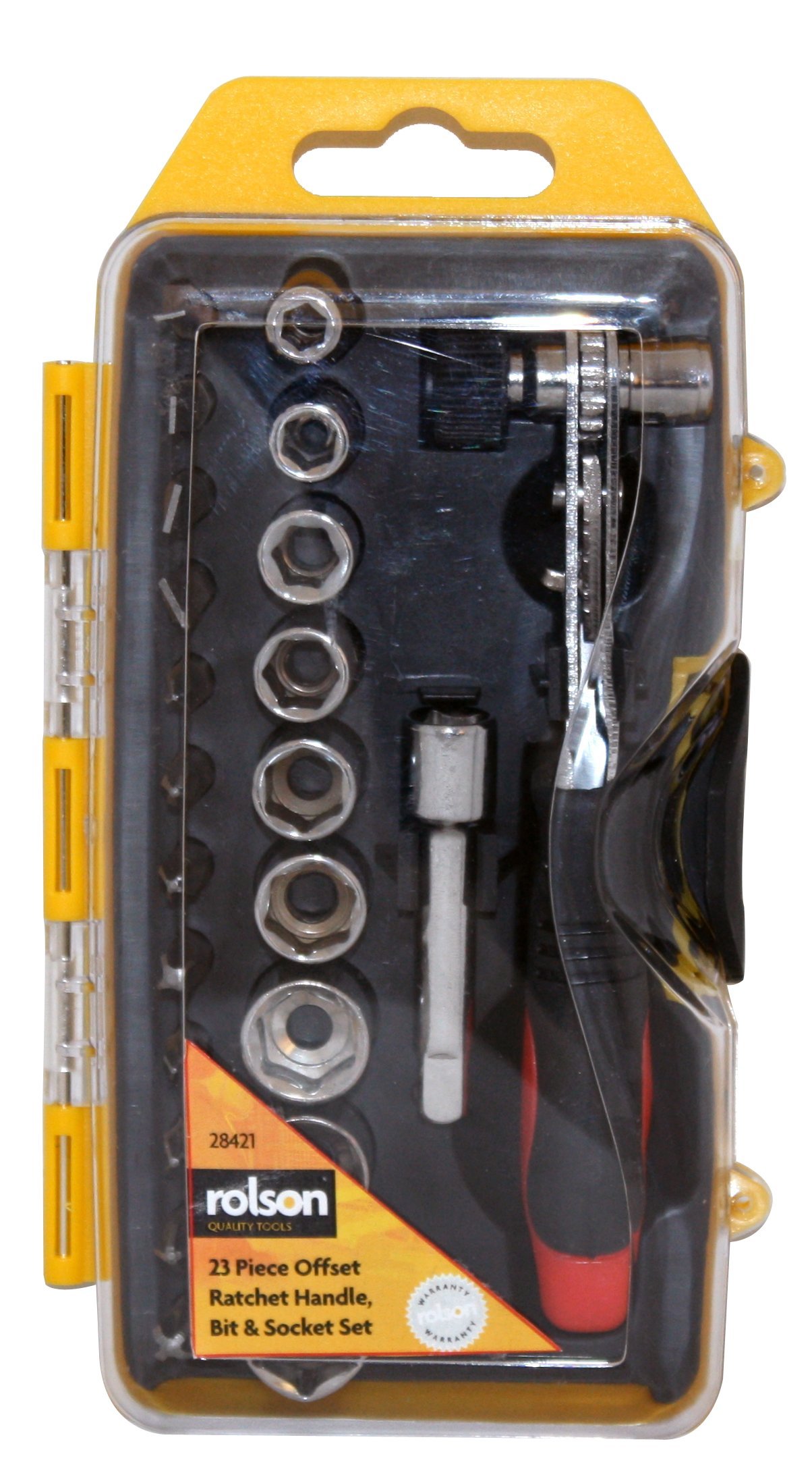 Rolson Tools 28421 Offset Ratchet Handle Bit and Socket Set - 23 Pieces ...