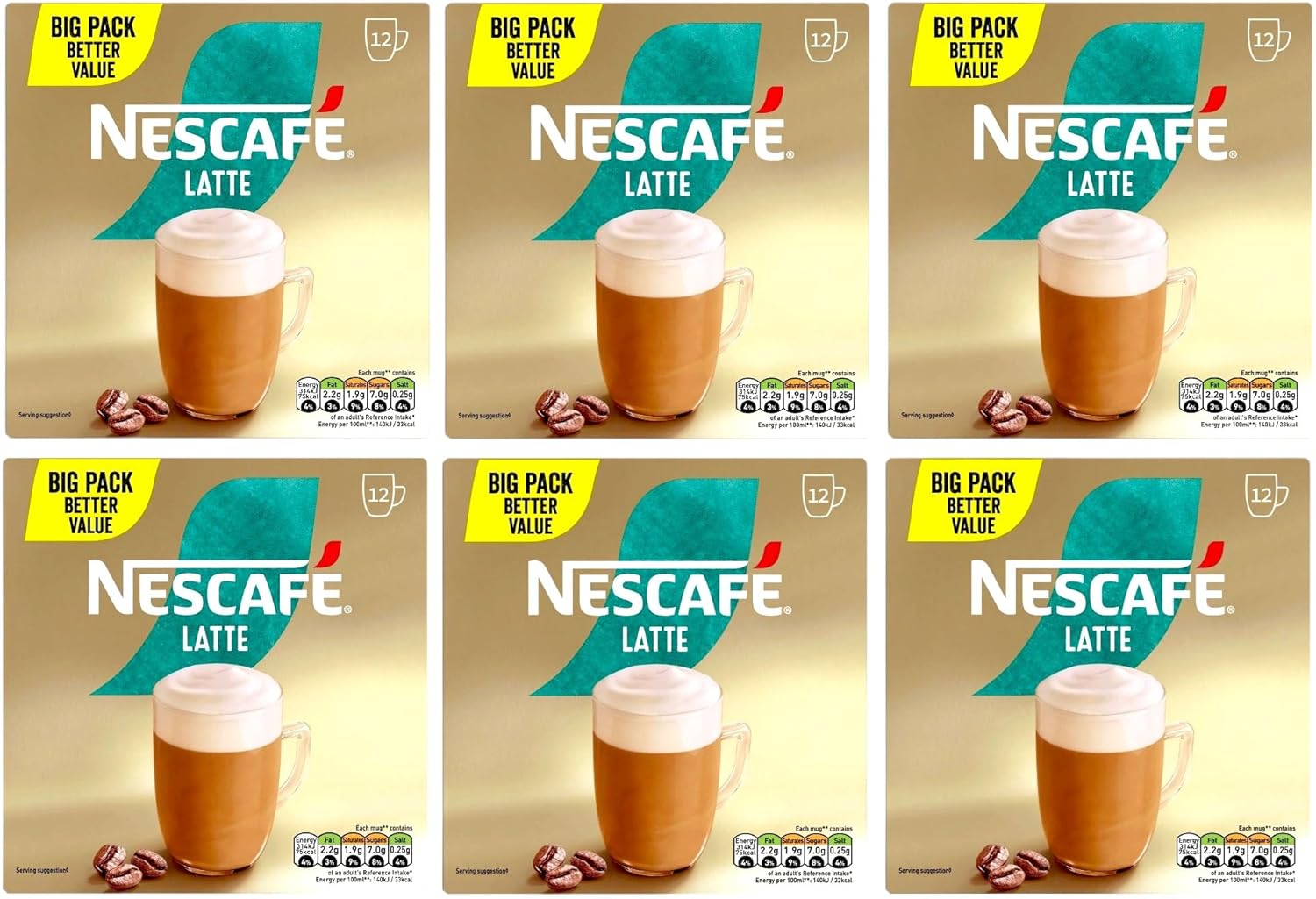 NESCAFÉ Latte x12 Instant Coffee Sachets (Pack of 6, Total 72 Sachets ...