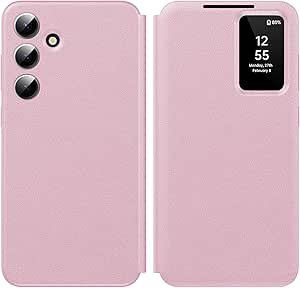 for Samsung Galaxy S24 Smart View Case, Wallet Case with Clear S View, Flip Folio Leather ...