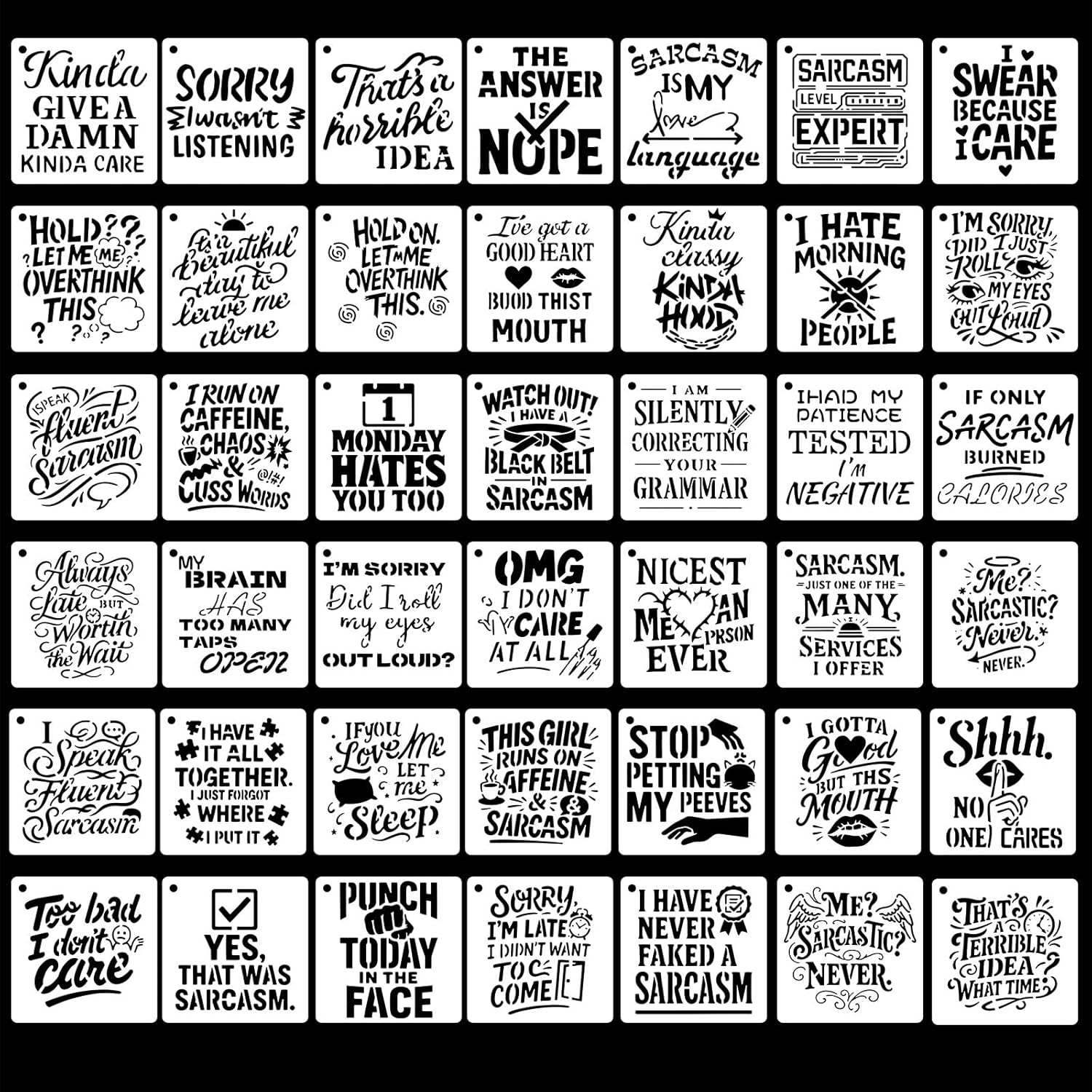 42 Pcs Word Stencils, Sarcastic Art Letter Stencils for Crafts Reusable ...