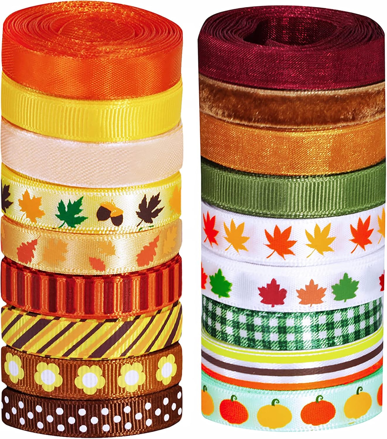 Amazon.com: Supla 18 Rolls Fall Ribbons Bulk Trims Printed Grosgrain ...
