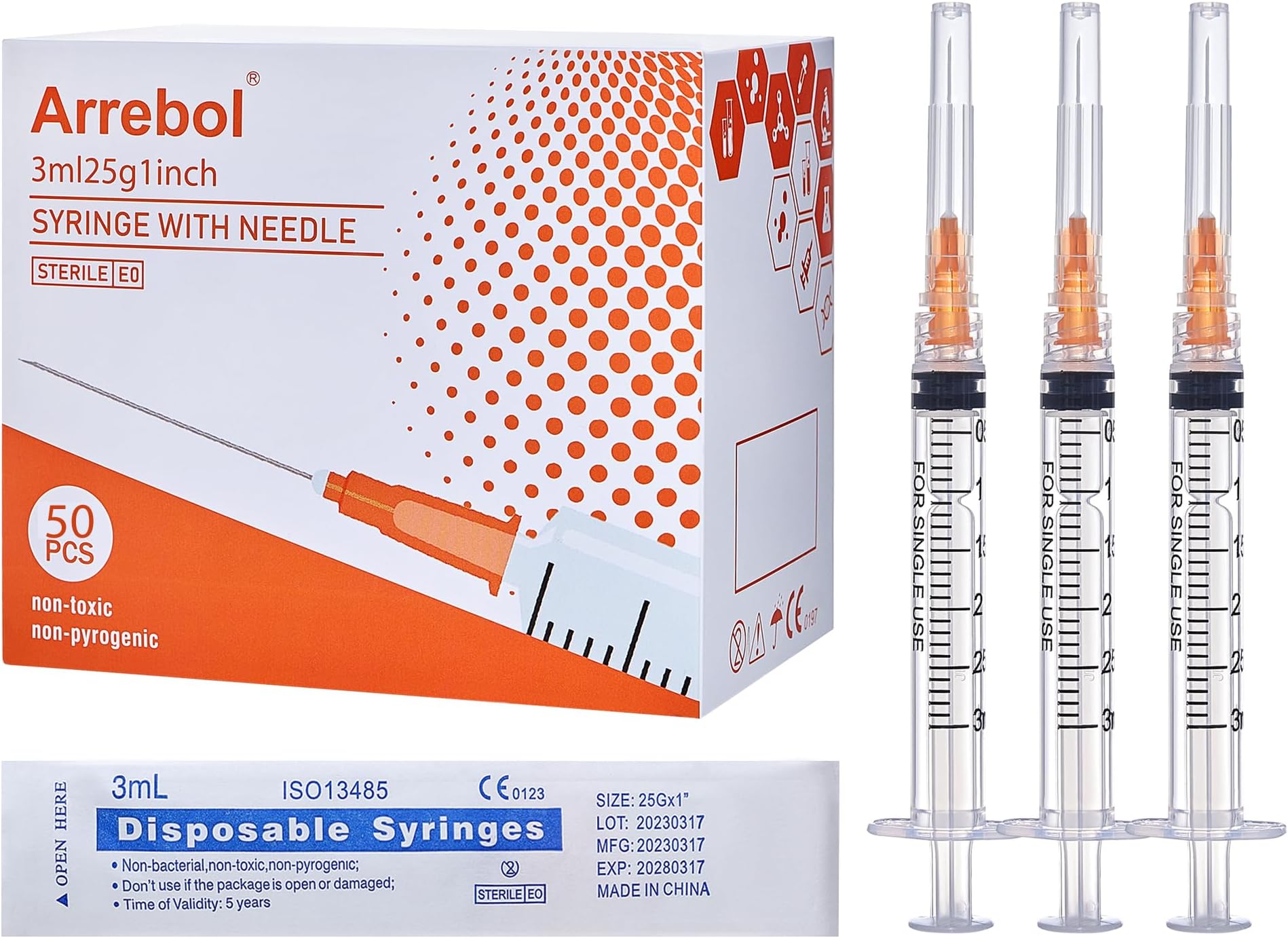 Amazon.com: 50 Pack - 3ml 25Ga Plastic Dispensing Syringe Tool, Industrial and Scientific Lab ...