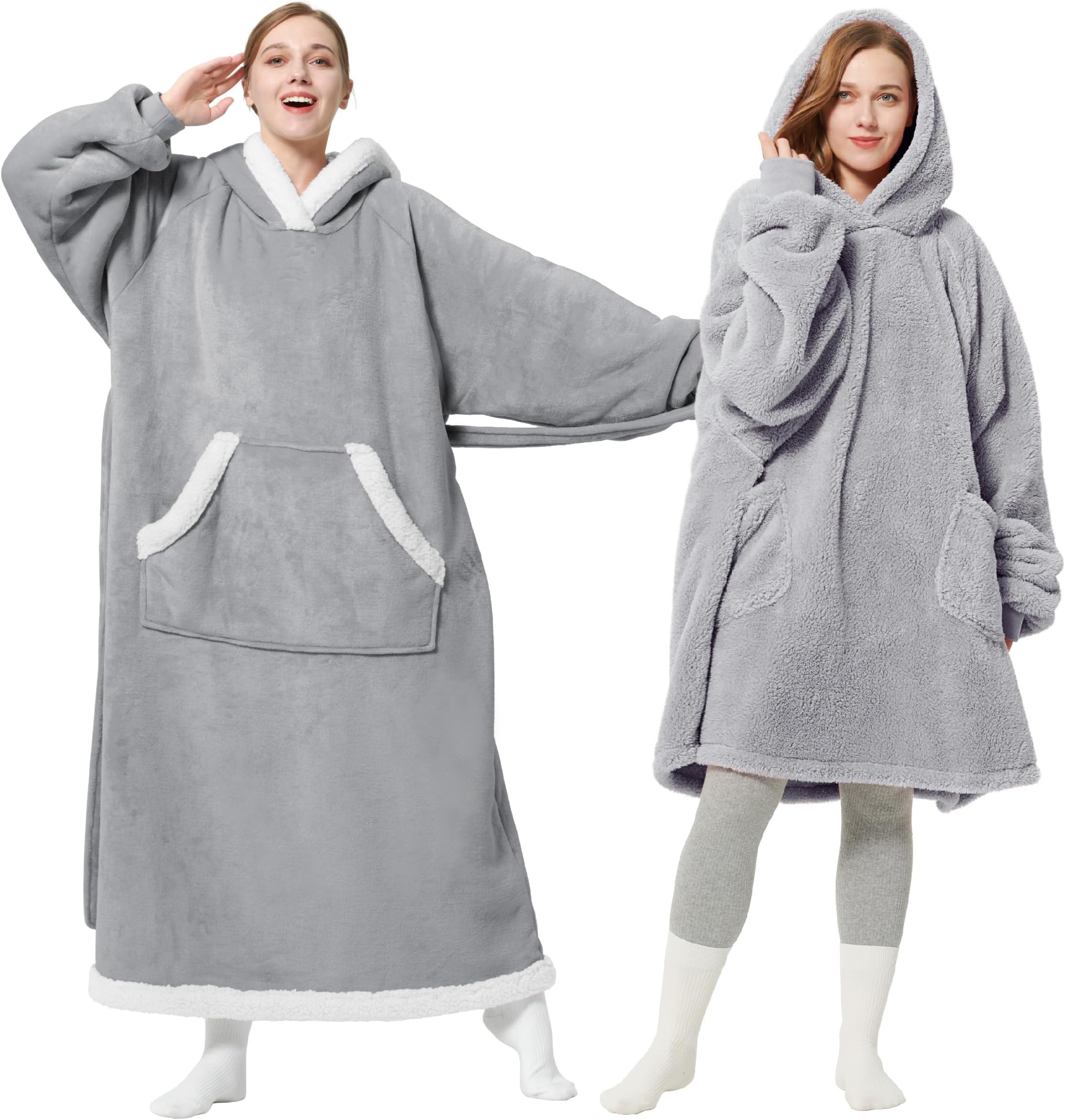 Amazon.com: Bedsure Wearable Blanket Hoodie Women Bundle Wearable ...