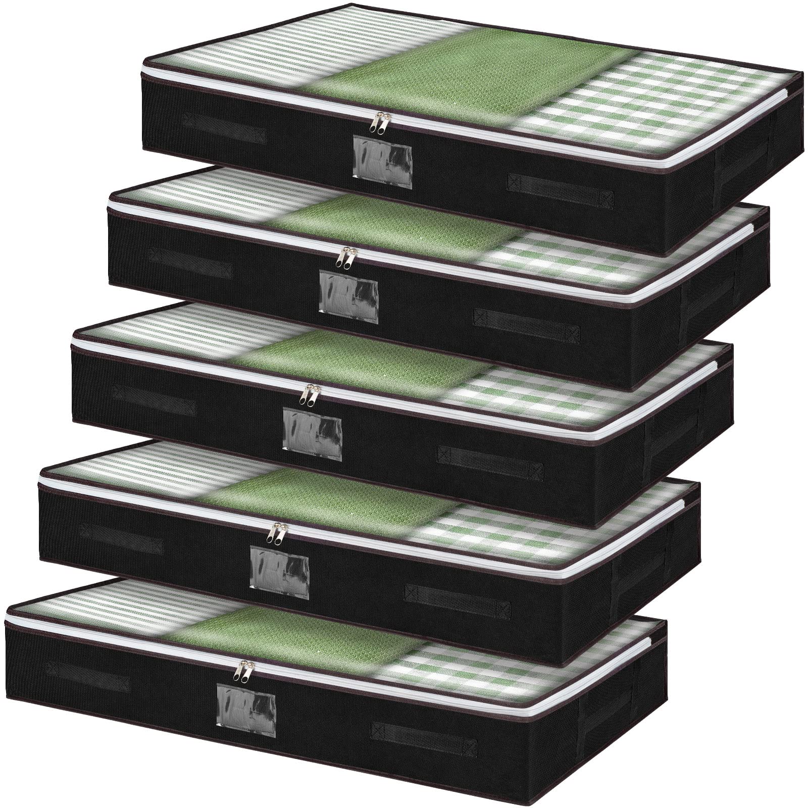 5 Pack Under The Bed Storage Boxes with Lids, Large Underbed Storage ...