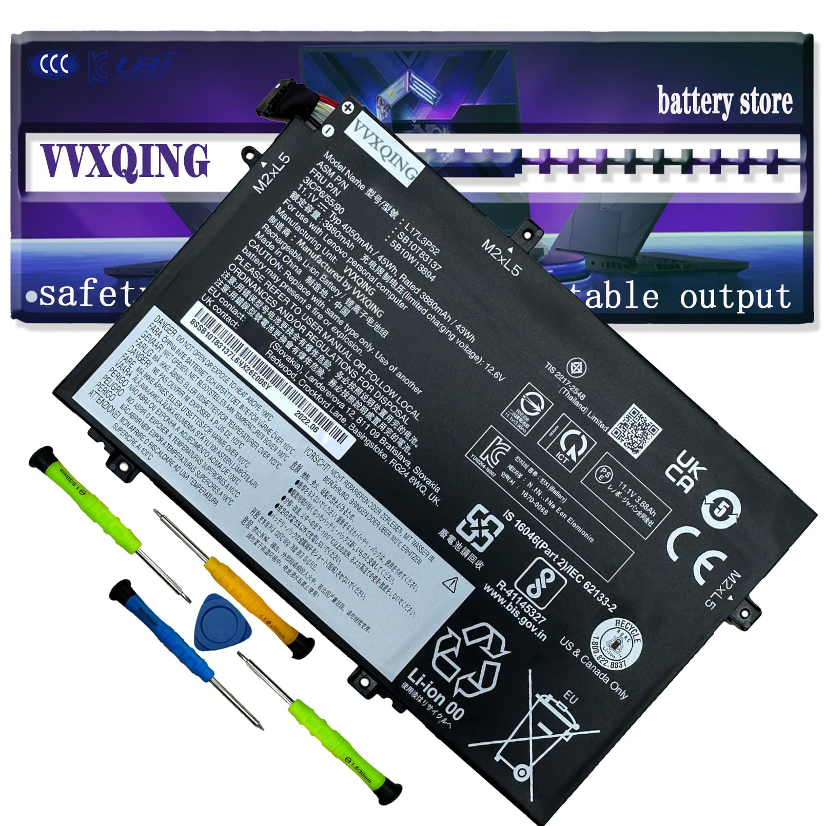 Amazon.com: VVXQING L17L3P52 01AV463 Battery Compatible with Lenovo ...