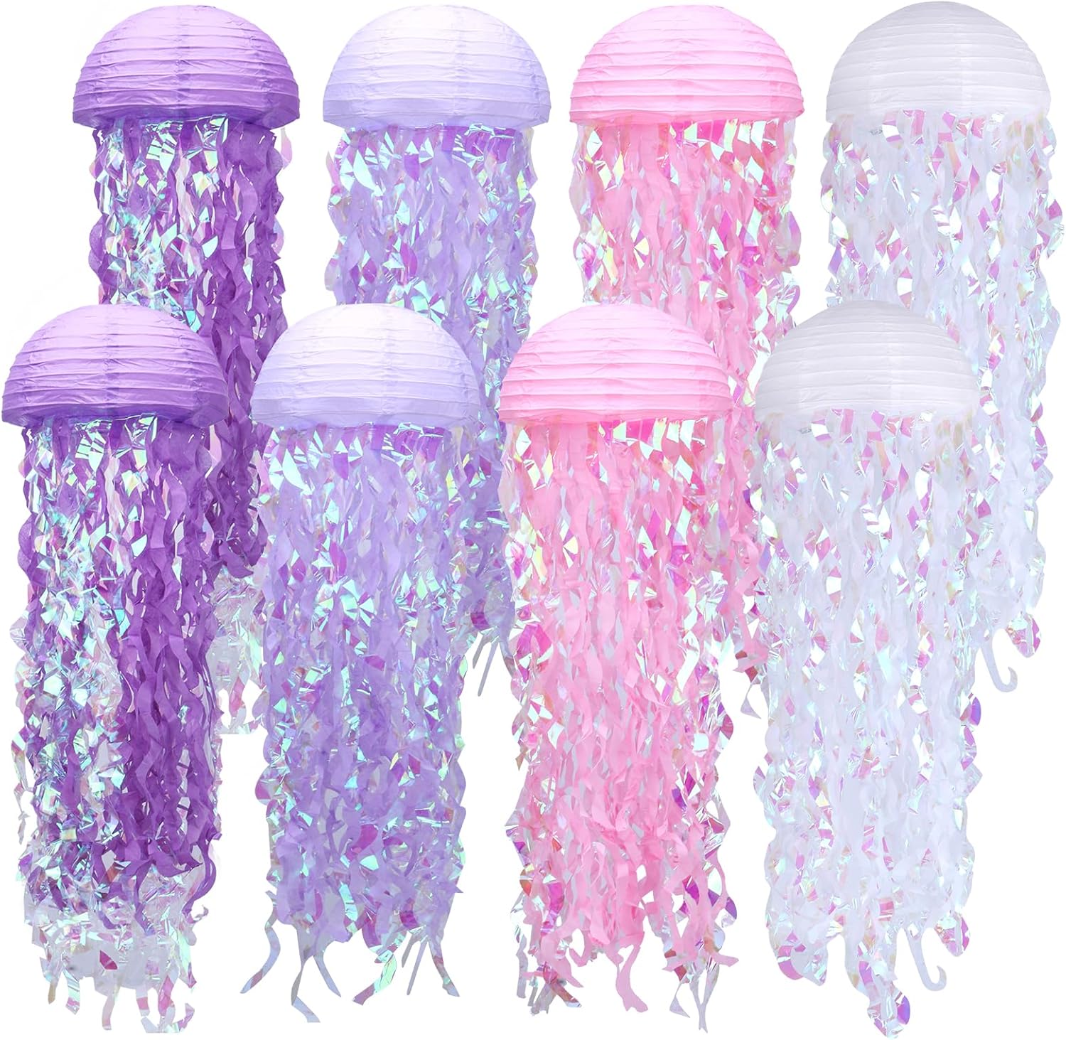 AWATIN Paper Lanterns Set, 8 Pcs Jellyfish Decorations for Under The Sea Party Decorations ...