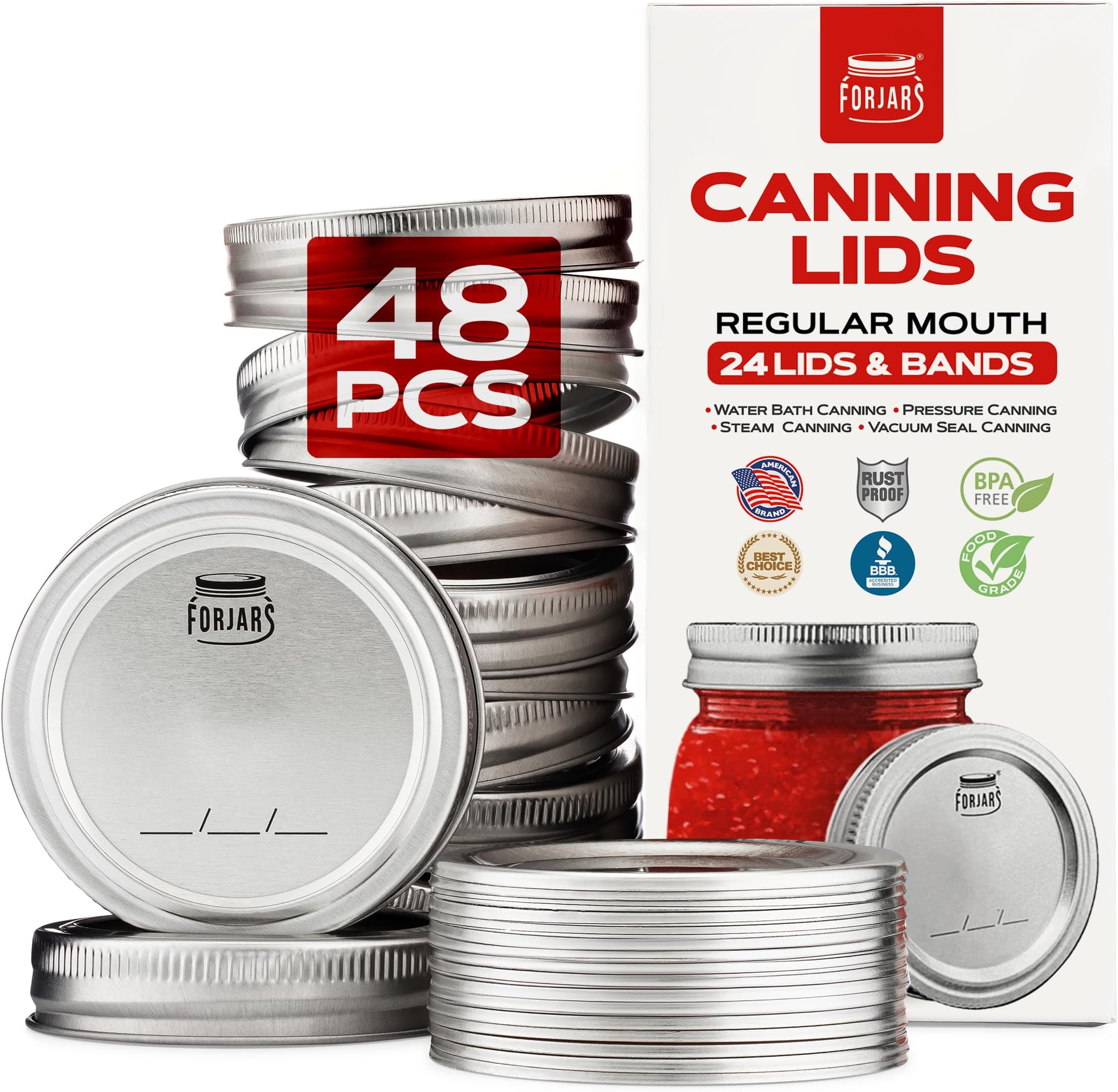 Amazon.com: FORJARS - Wide Mouth Canning Lids, 100-Pack – Create ...
