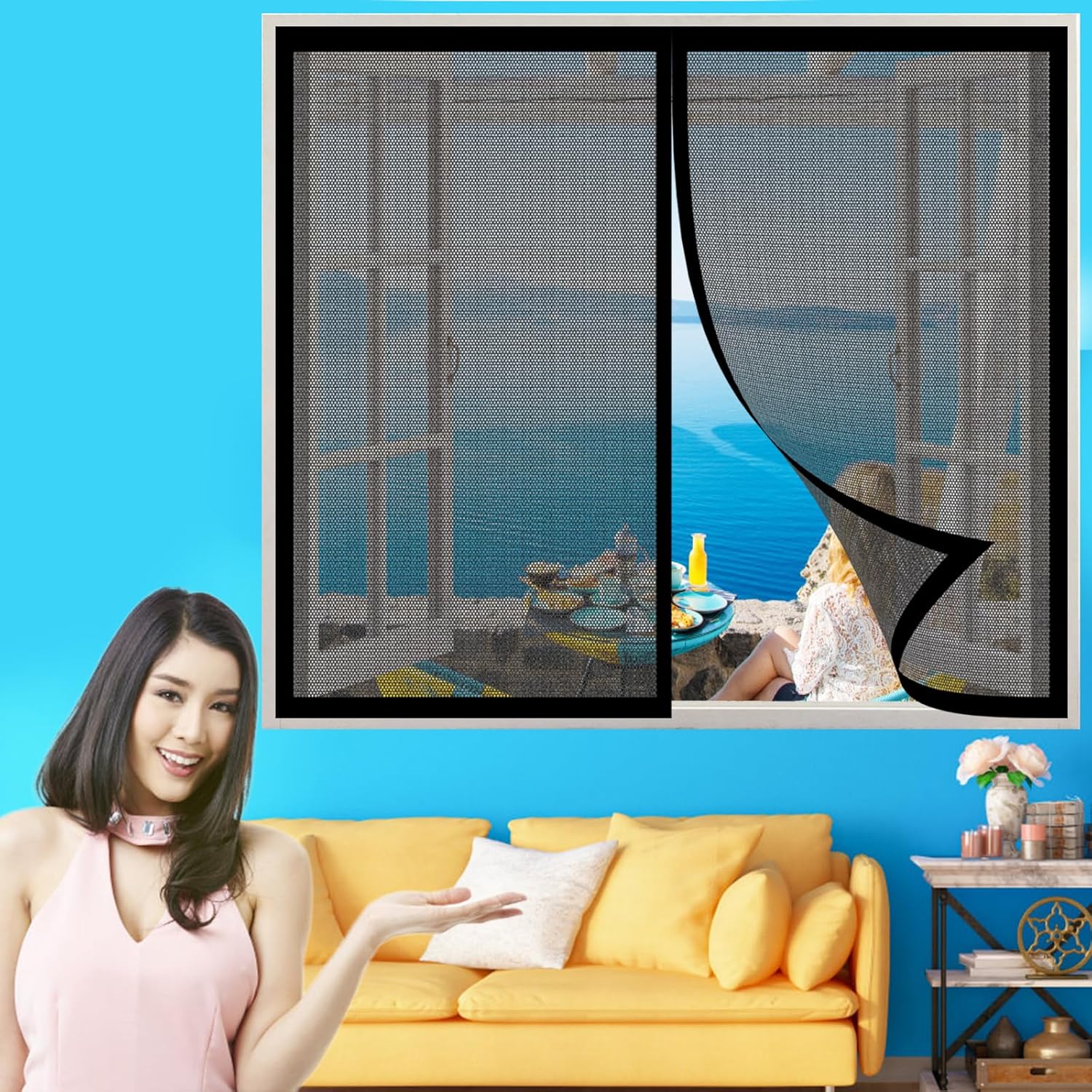 Fly Screen Window 50 x 50 cm Insect Protection Window Magnetic Fly ...