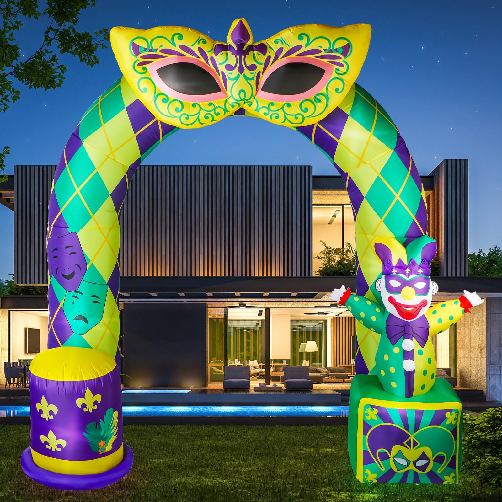 Amazon.com: Poen 8 FT Mardi Gras Inflatable Decoration, Mardi Gras ...