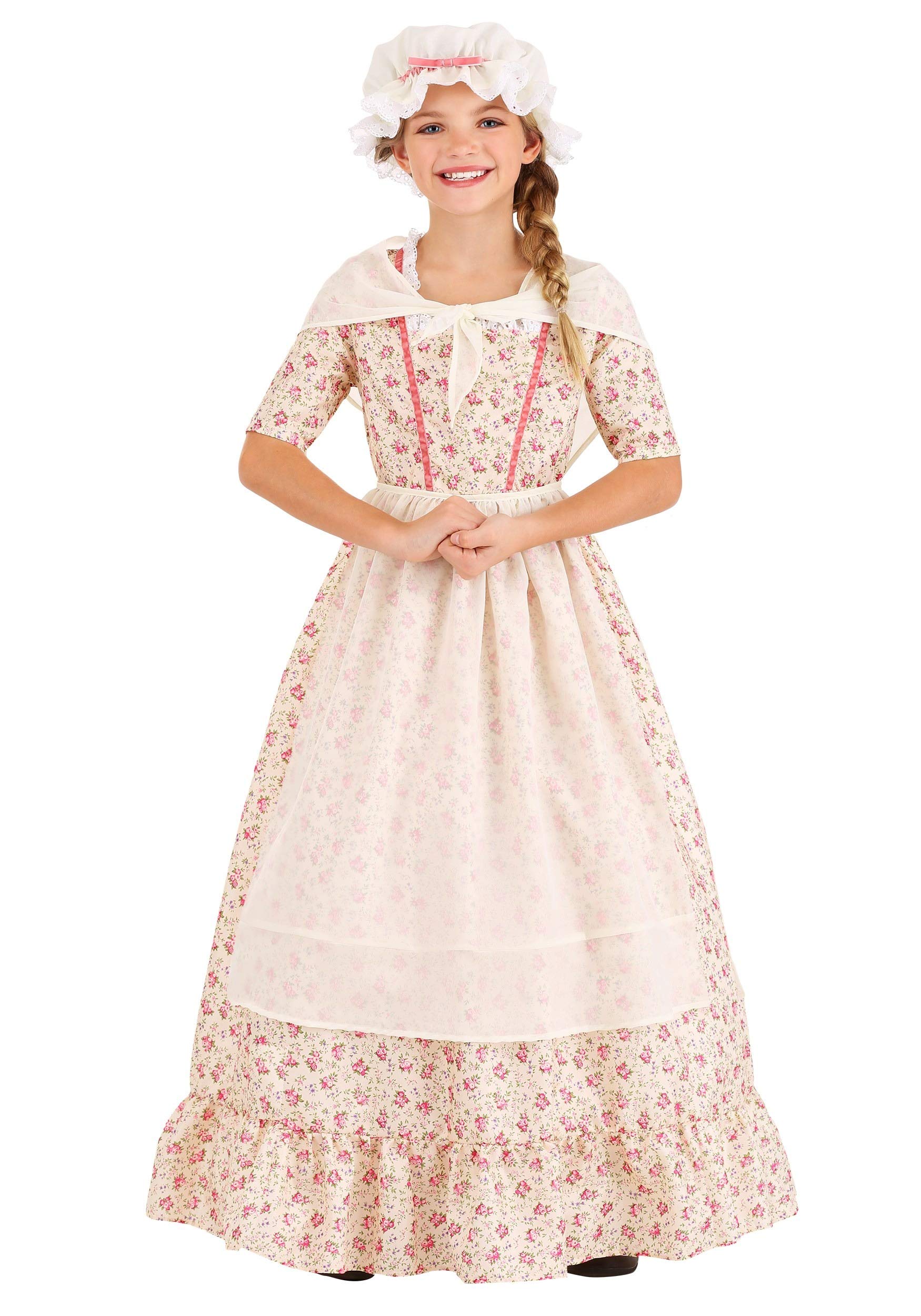 Amazon.com: Kids Colonial Girl Flower Print Dress, Educational ...