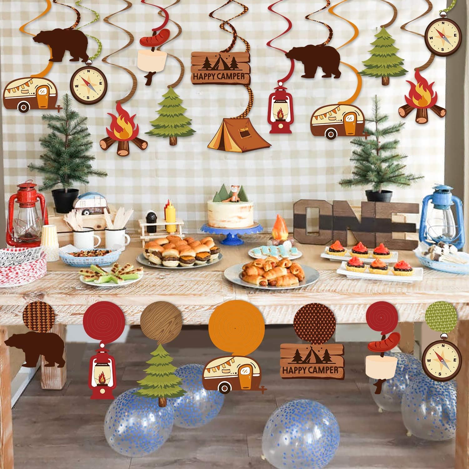 Snapklik.com : 30CT Happy Camper Party Hanging Swirls Decoration ...