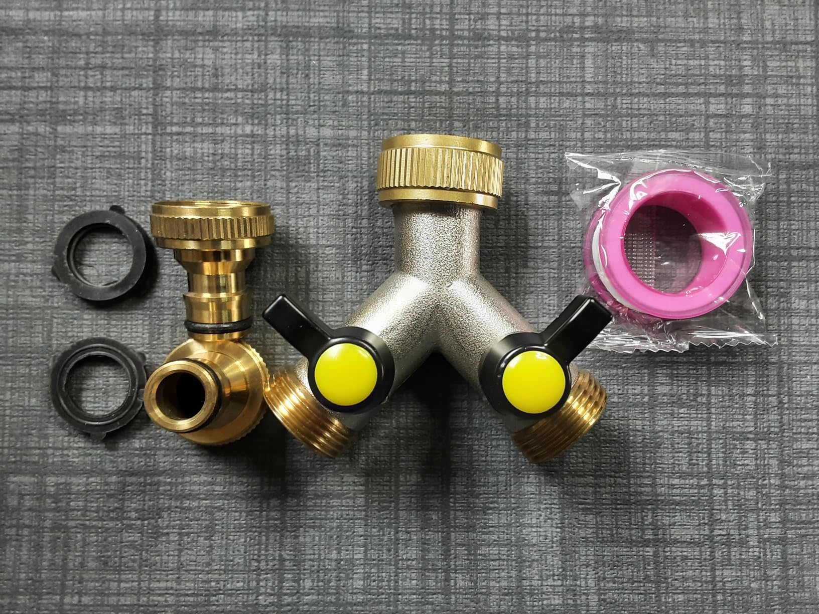2 Way Hose Manifold Splitter Brass Garden Outside Tap Splitter,3/4" Tap ...