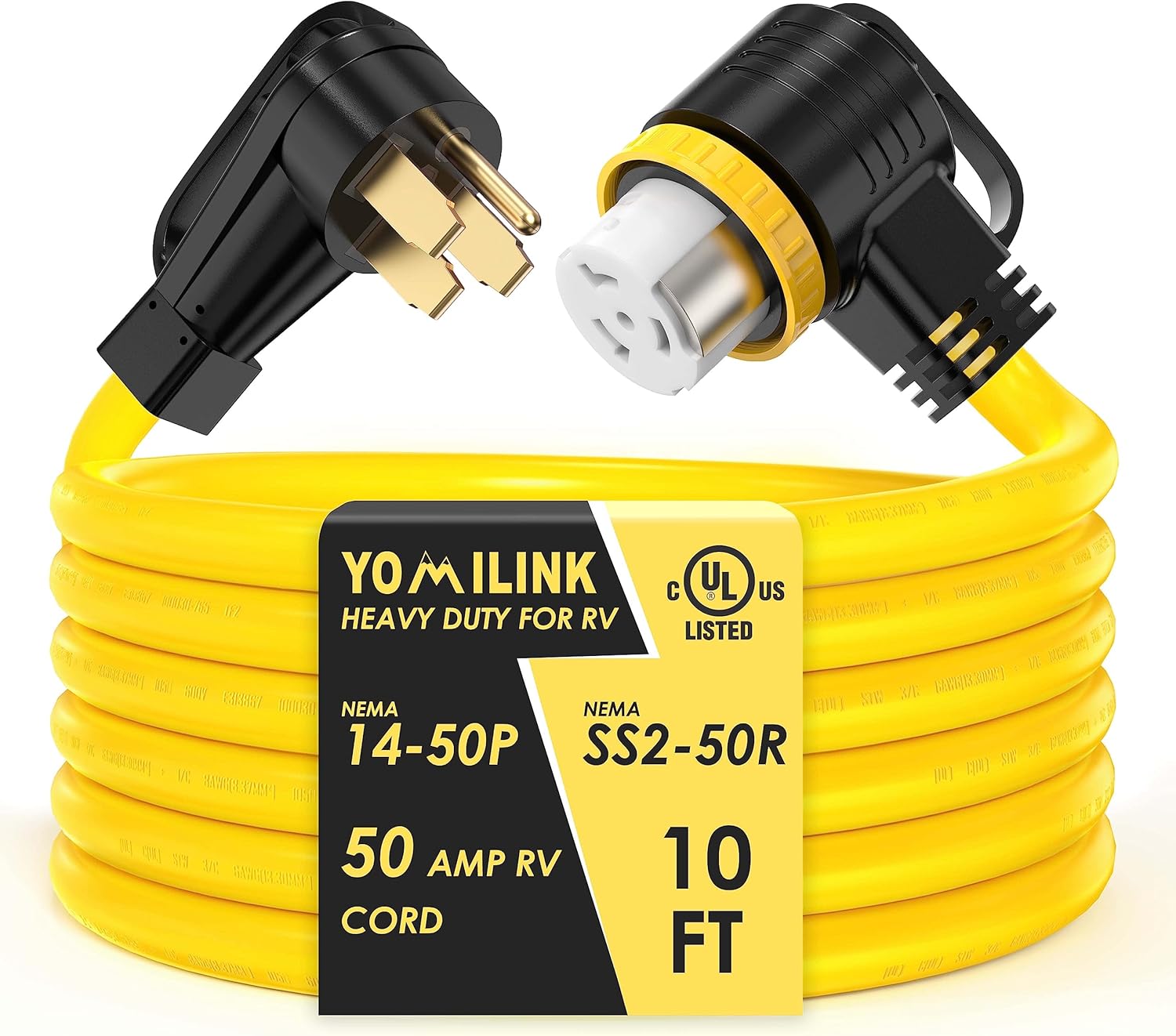 Amazon.com: YOMILINK UL Listed 50 Amp RV Cord with Locking Connector 10 Feet, NEMA 14-50P to SS2 ...