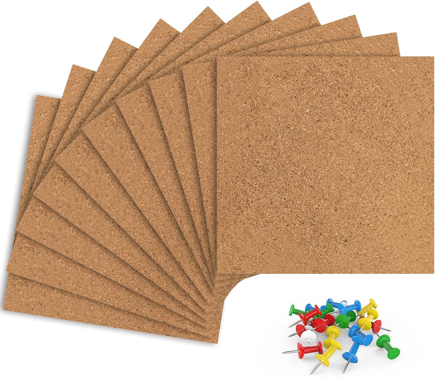 Dproptel 6Pack Square Cork Board 12"x12" - 1/2" Thick Square Bulletin ...