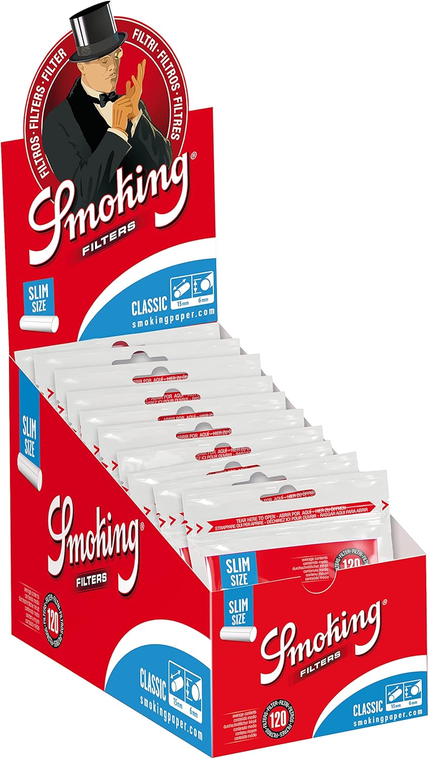 Amazon.com: smoking Filters Classic Slim 6 mm - 10 Bags X 120 Filters ...