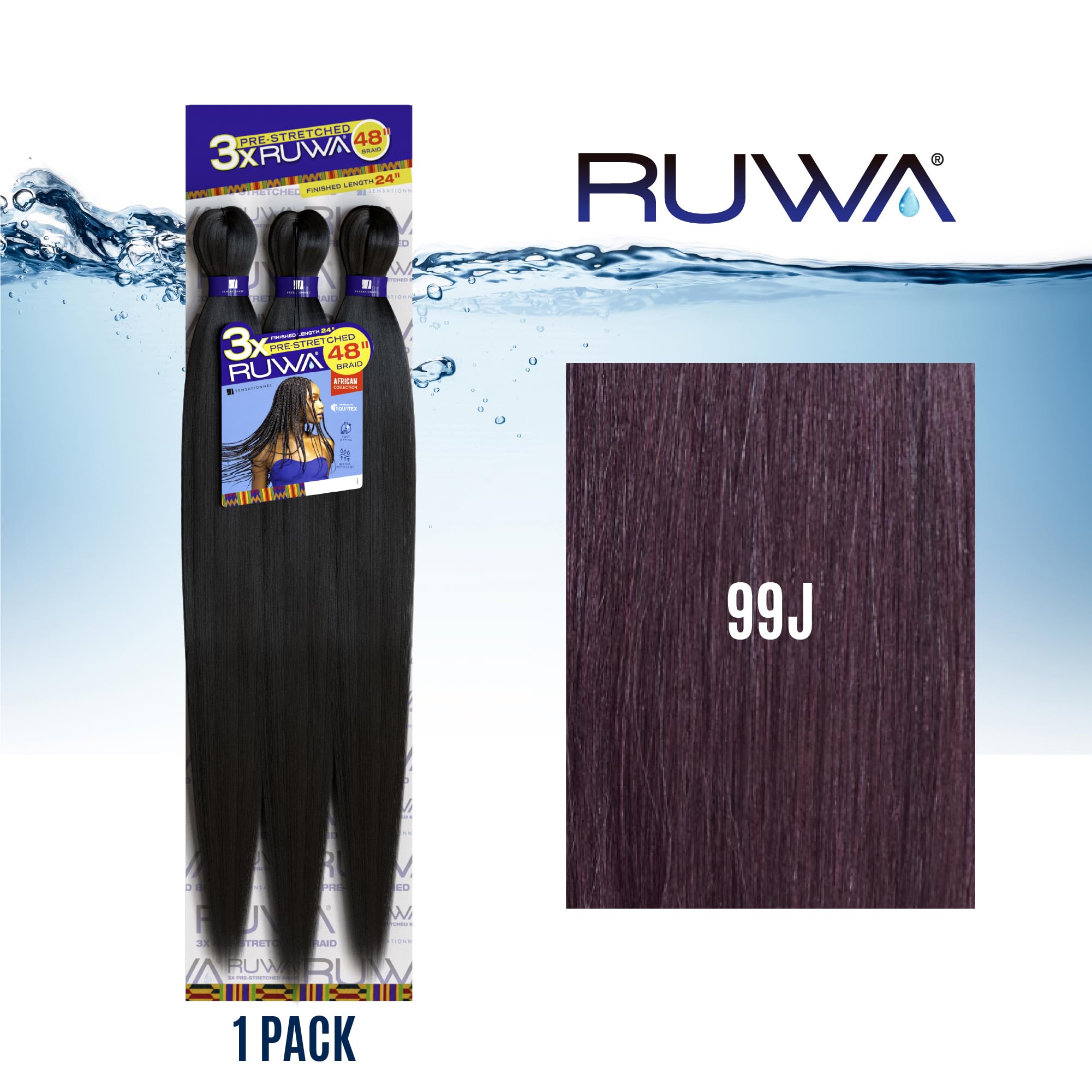 Snapklik.com : Sensationnel Ruwa Prestretched Braiding Hair - 3x 48 ...