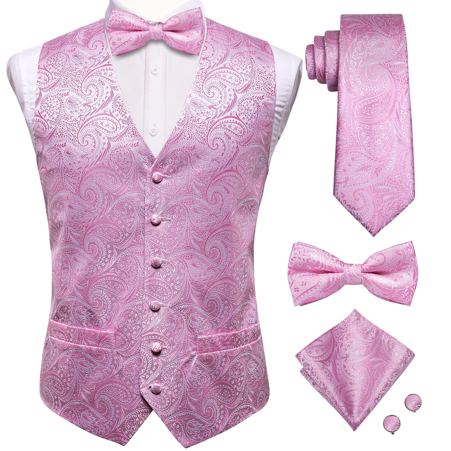 Ties For Men Men’s Silk Vest & Tie Set - 5-Piece Formal Wedding Kit ...