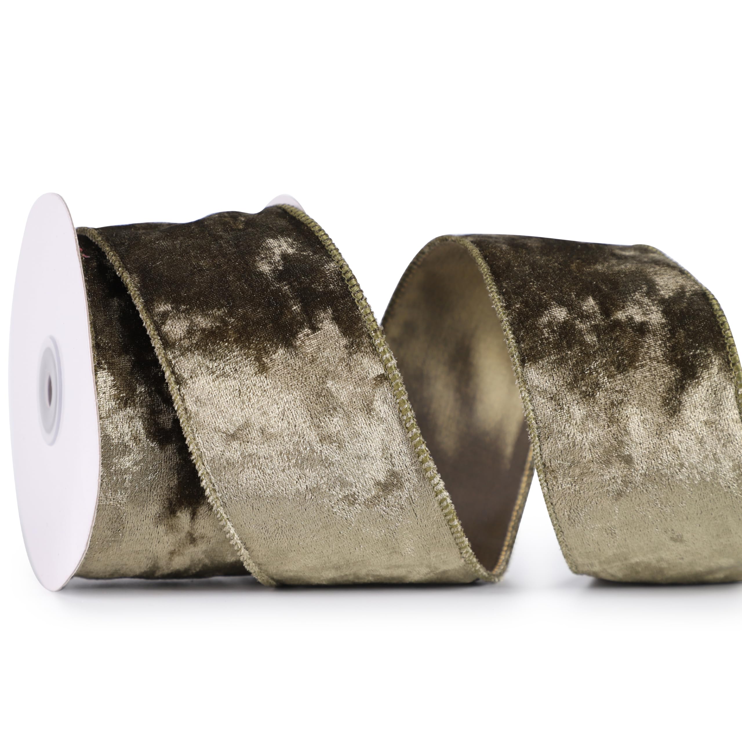 Amazon.com: MAYREEL Green Crushed Velvet Ribbon Wired 2.5" x 10 Yards ...