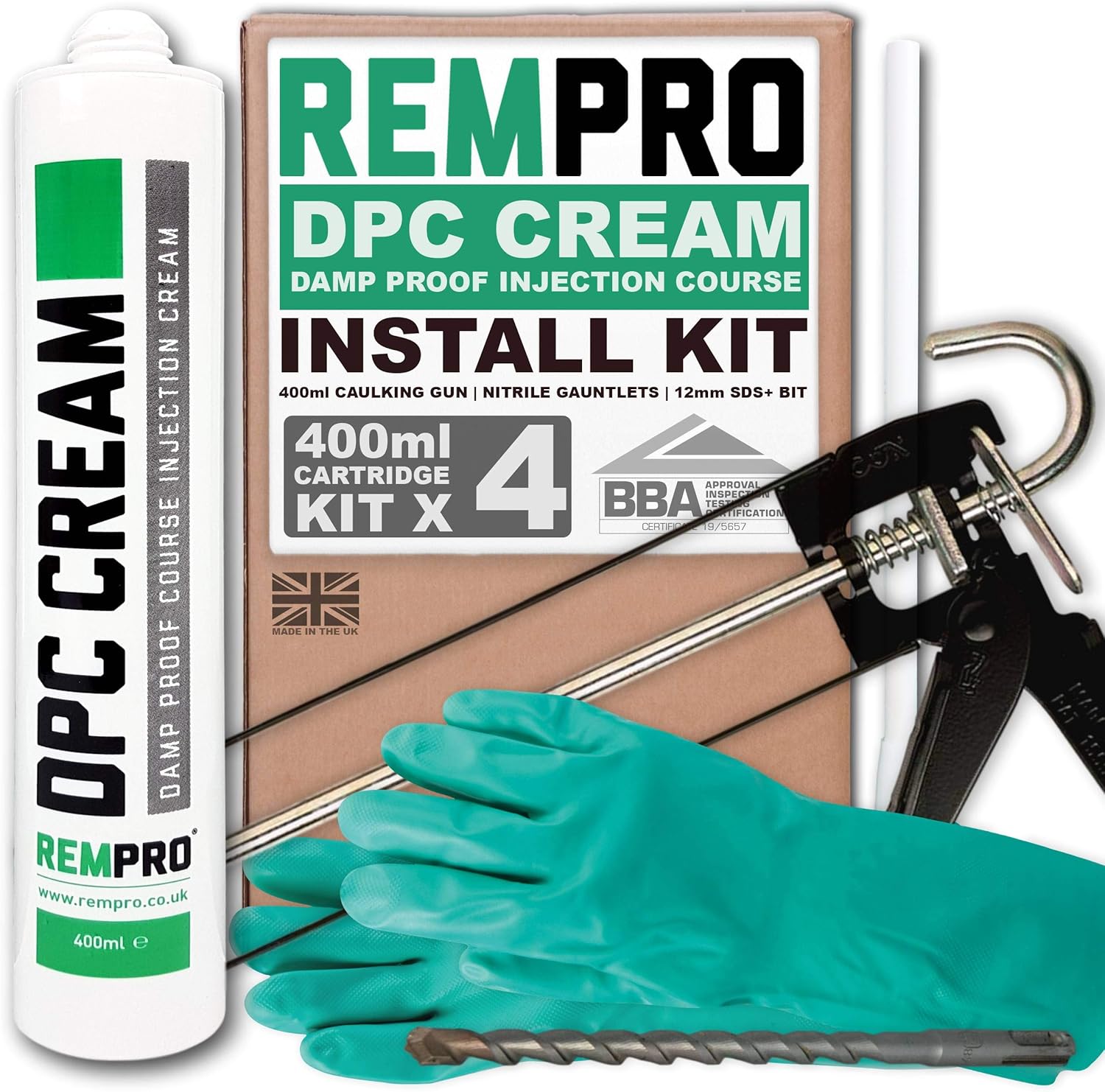 Rempro 4 x 400ml DPC Damp Proofing Injection Cream with Installation ...