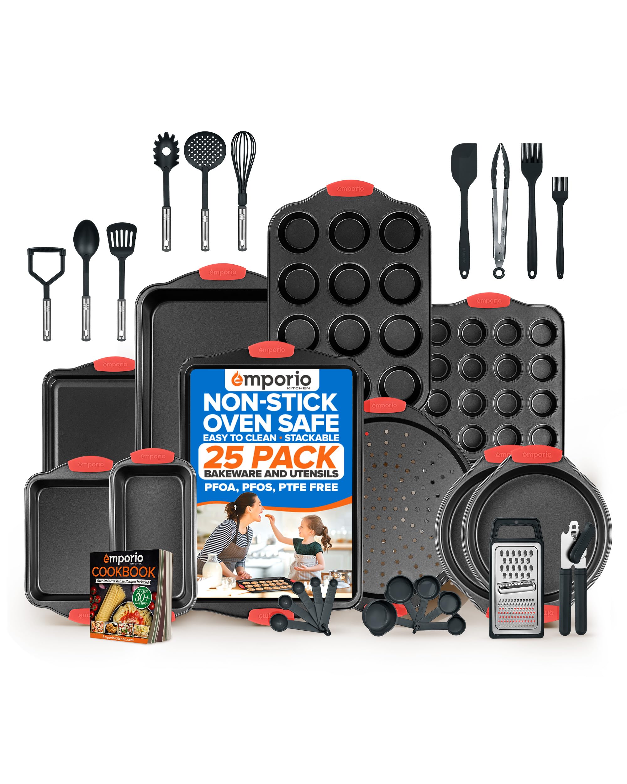 Amazon.com: Emporio Kitchen Baking Pan Set - Nonstick Coating, Carbon ...