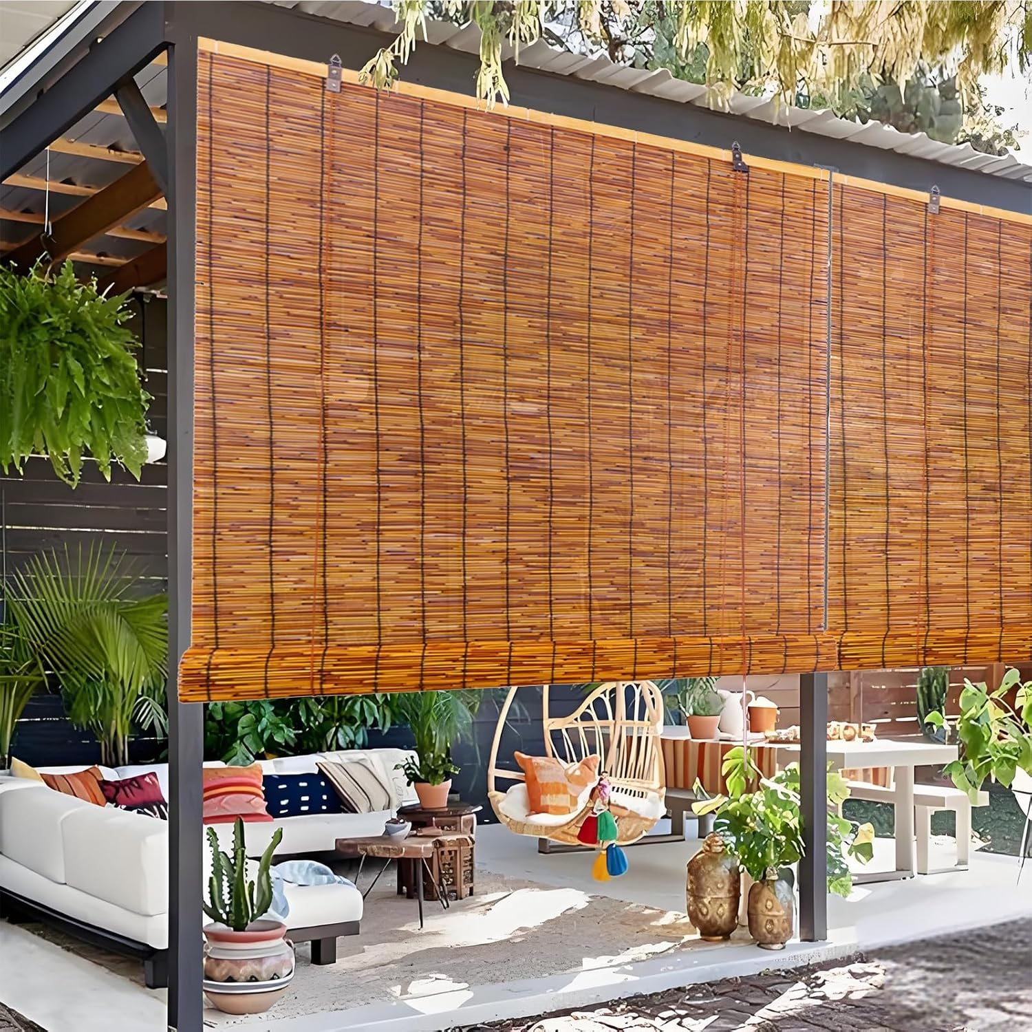 Amazon.com: Retro Bamboo Window Blind Light Filtering Bamboo Roller ...