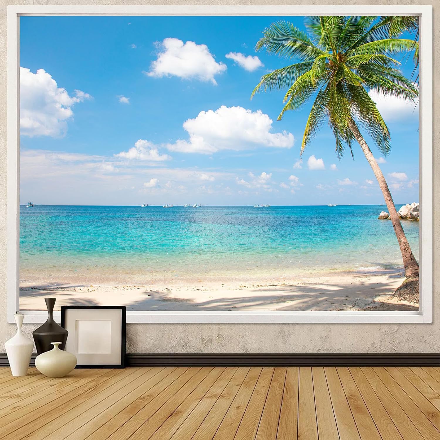 Amazon.com: Leeisysme Beach Landscape Tapestry, Tropic Ocean Sea Island ...