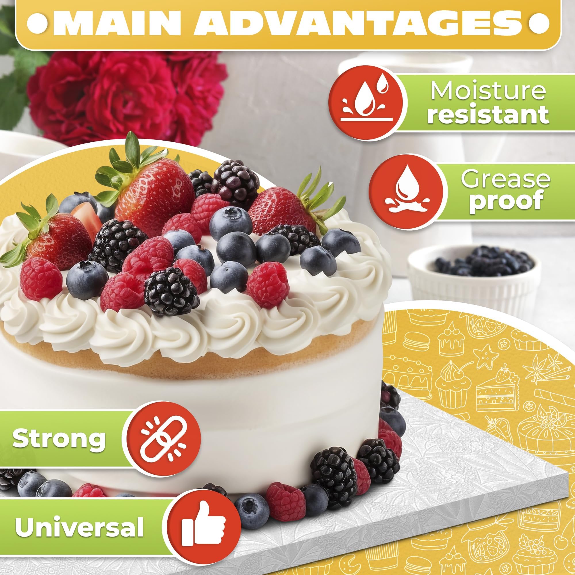 Snapklik.com : Rectangle Cake Drum 13.8"x9.9"x1/2" White Quarter Sheet ...