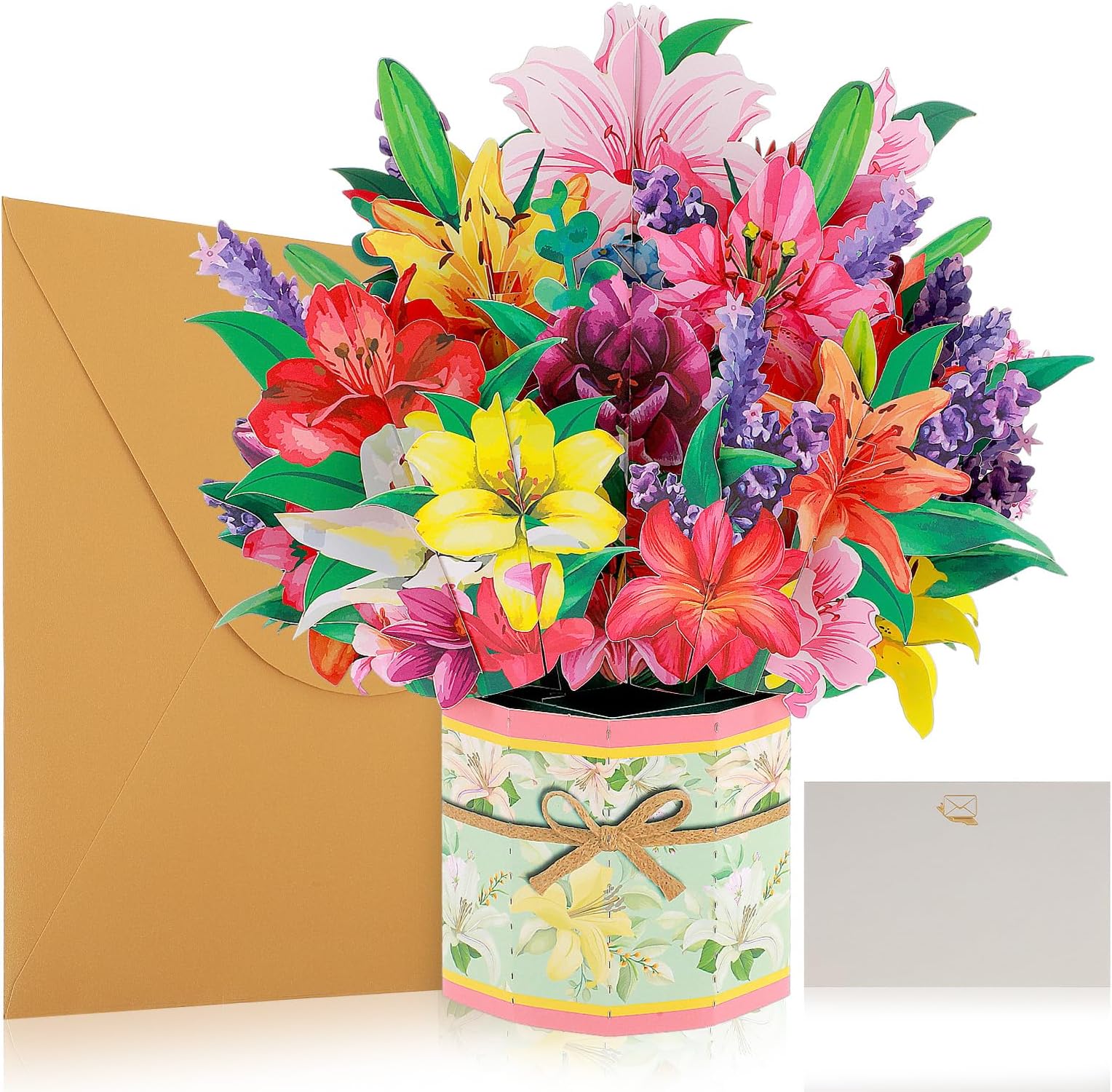 Amazon.com : PEOVLVN Pop Up Flower Bouquet Card, Lilies Paper Flower ...