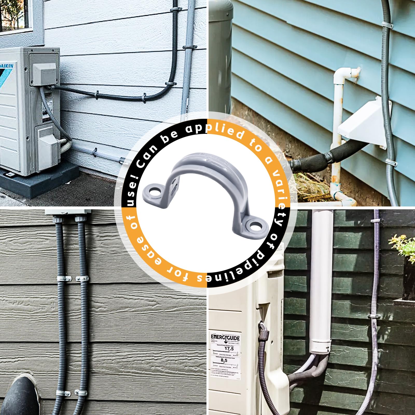 Snapklik.com : 2 Inch PVC Pipe Straps, 2-Hole Conduit Strap,Liquid ...