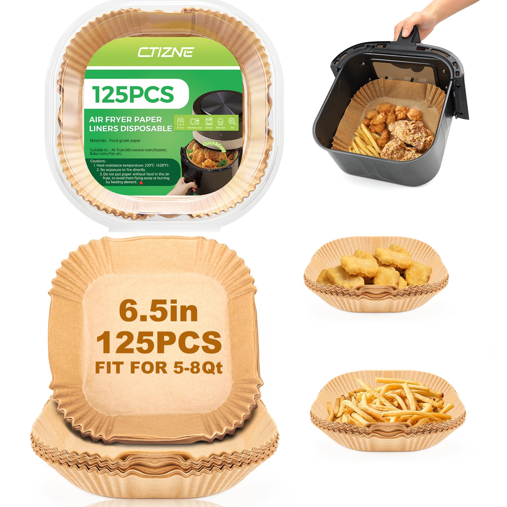 Amazon.com: Air Fryer Disposable Paper Liners - 125Pcs 6.5In Square ...