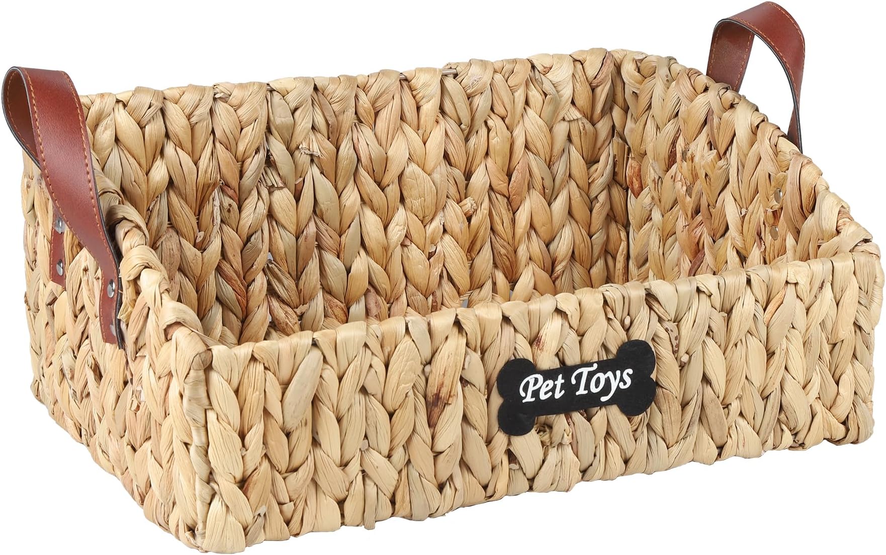 Amazon.com: Brabtod Wicker Dog Toy Storage Basket with Wooden Handles ...