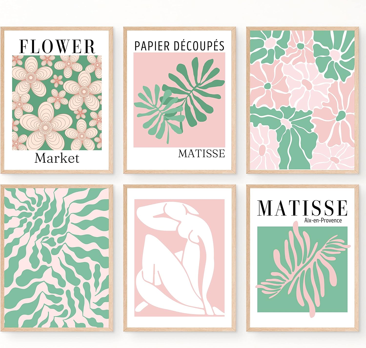 Amazon.com: Pastel Danish Room Decor Aesthetic Posters Pink and Green ...