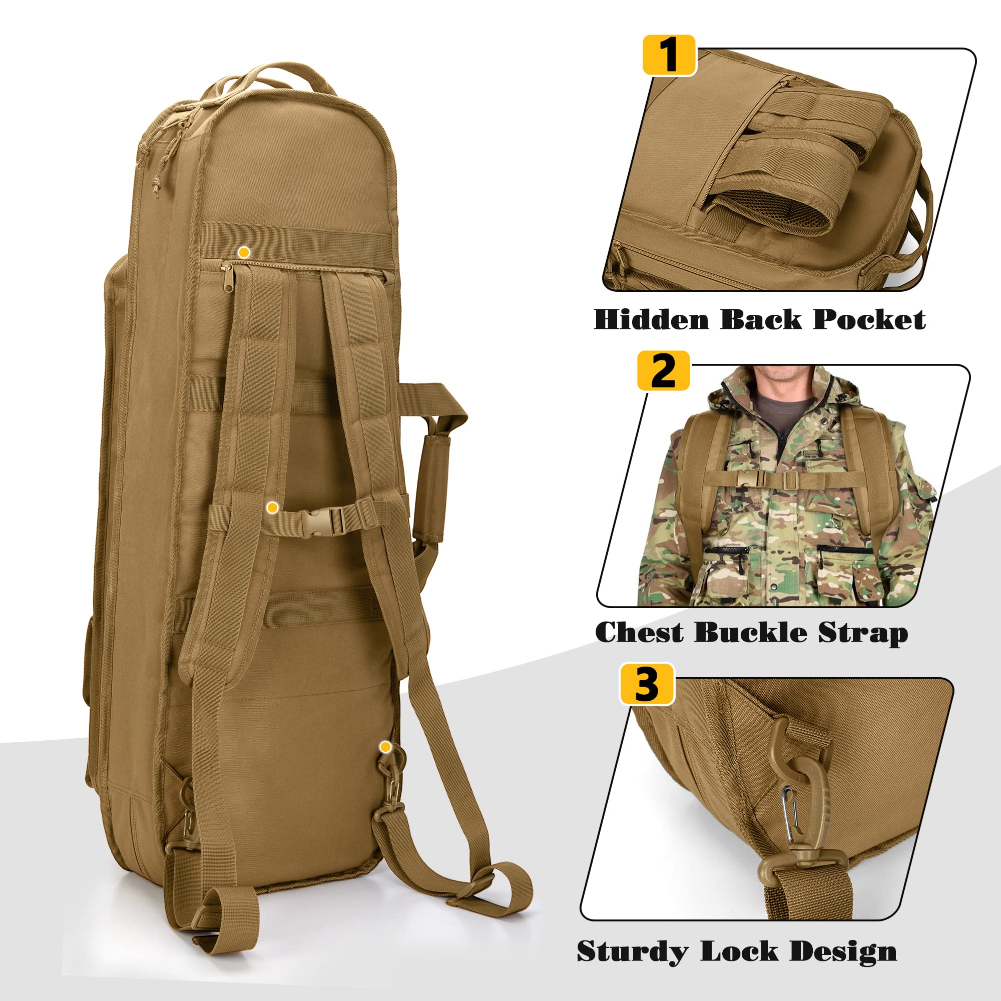 Snapklik.com : GOBUROS Tactical Rifle Bag Backpack Fits 32 Inches ...