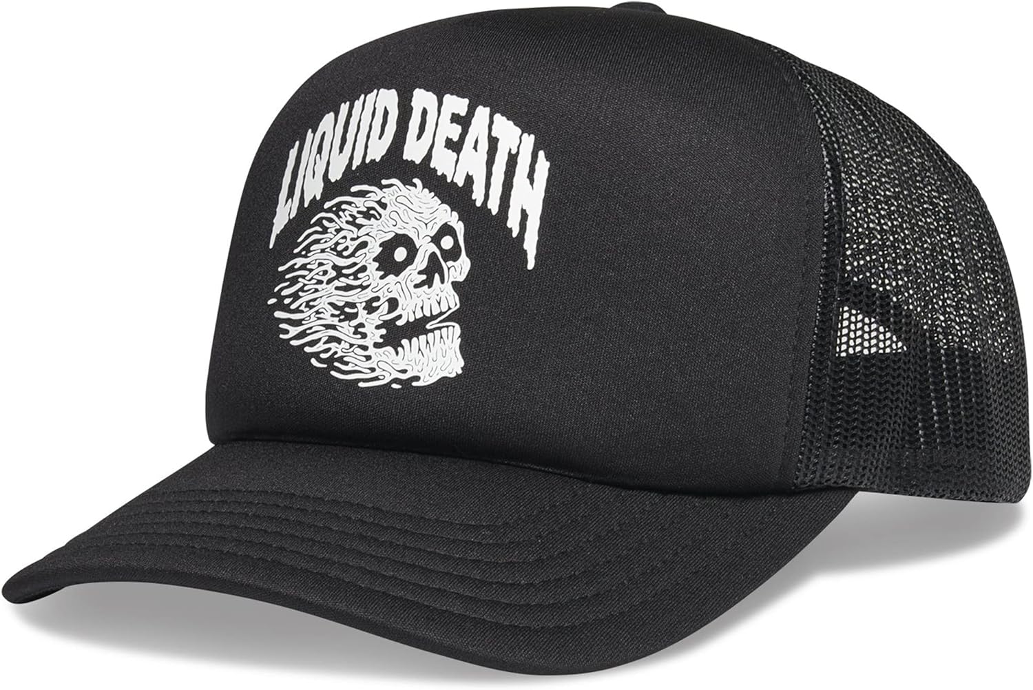 Liquid Death Vicious Death Trucker Hat, Black/White, Snapback at Amazon ...