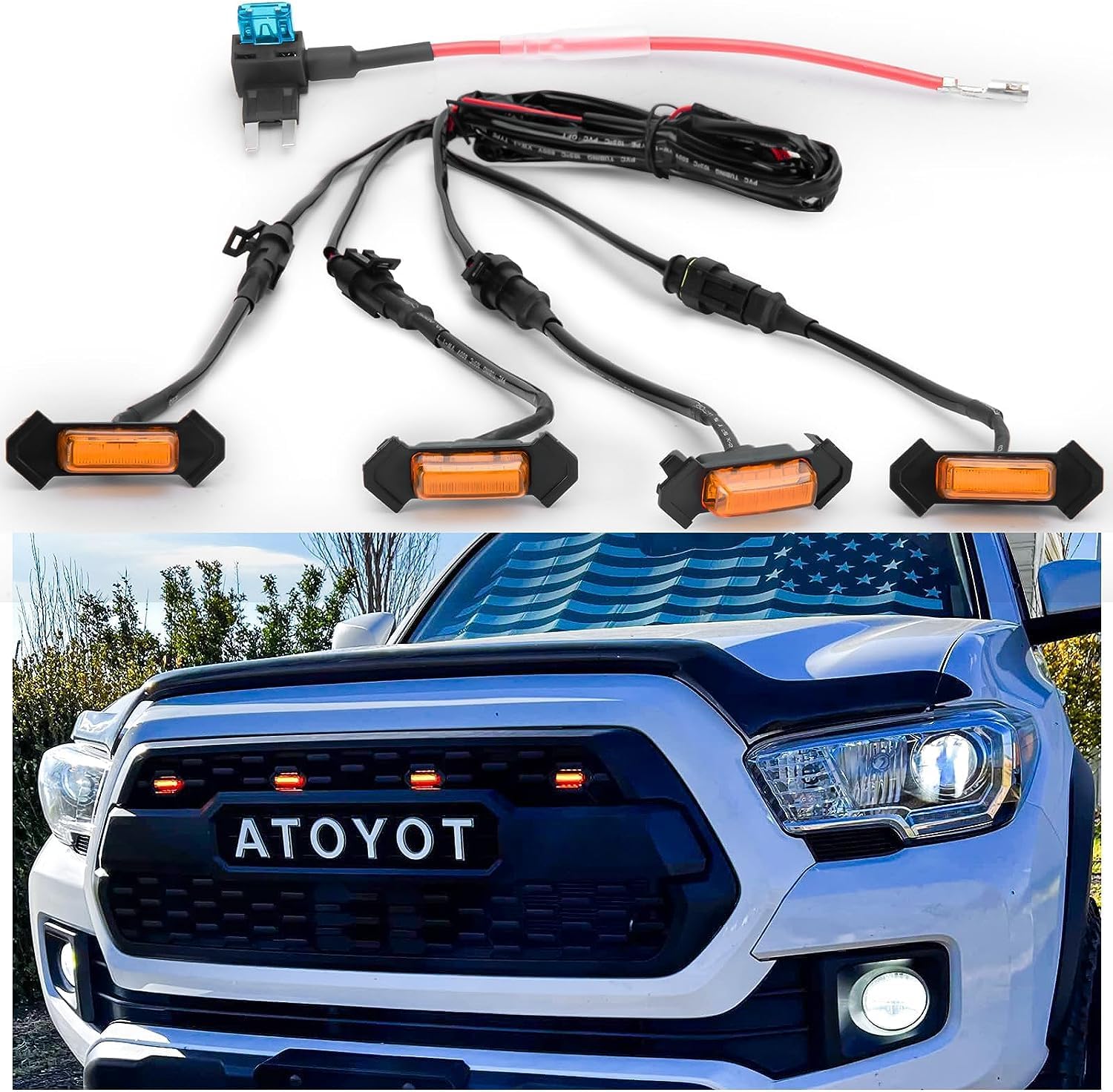 Amazon.com: FanzKo Amber Led Grill Lights for Toyota Tacoma TRD PRO ...