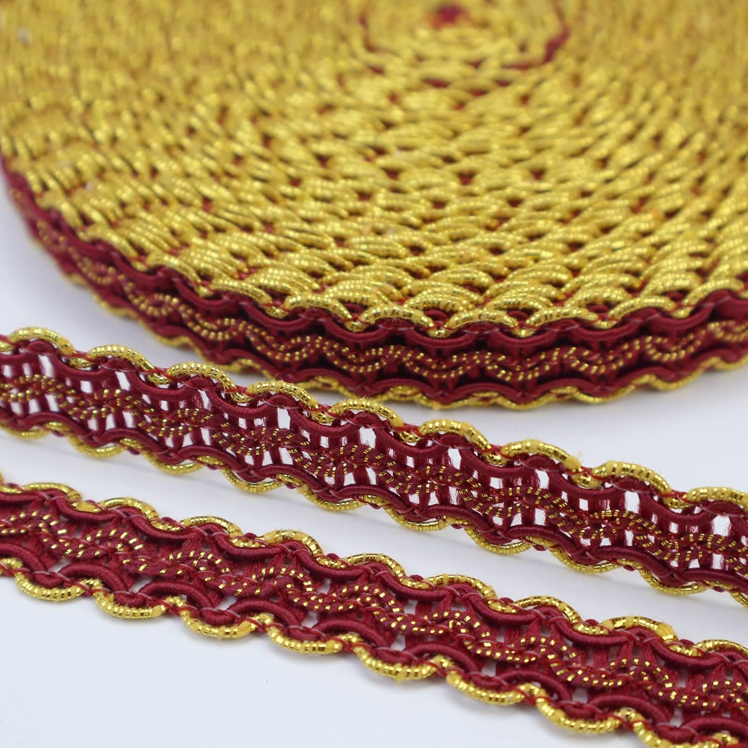 Amazon.com: ZNZAKKA Gold Braid Trim 13 Yards Lace Ribbon Scroll Braid ...