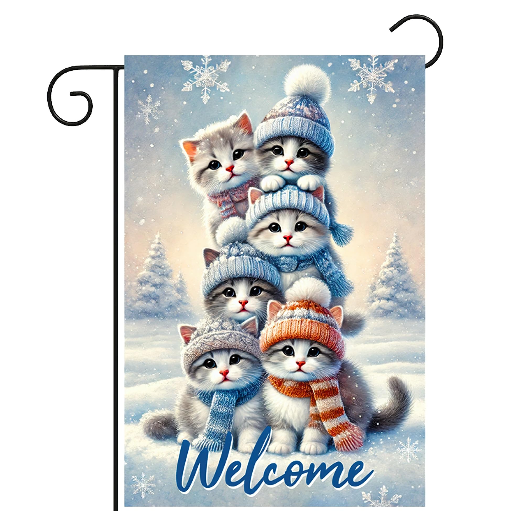 Amazon.com : BlissYard Welcome Garden Flag Cat Garden Flag Winter ...