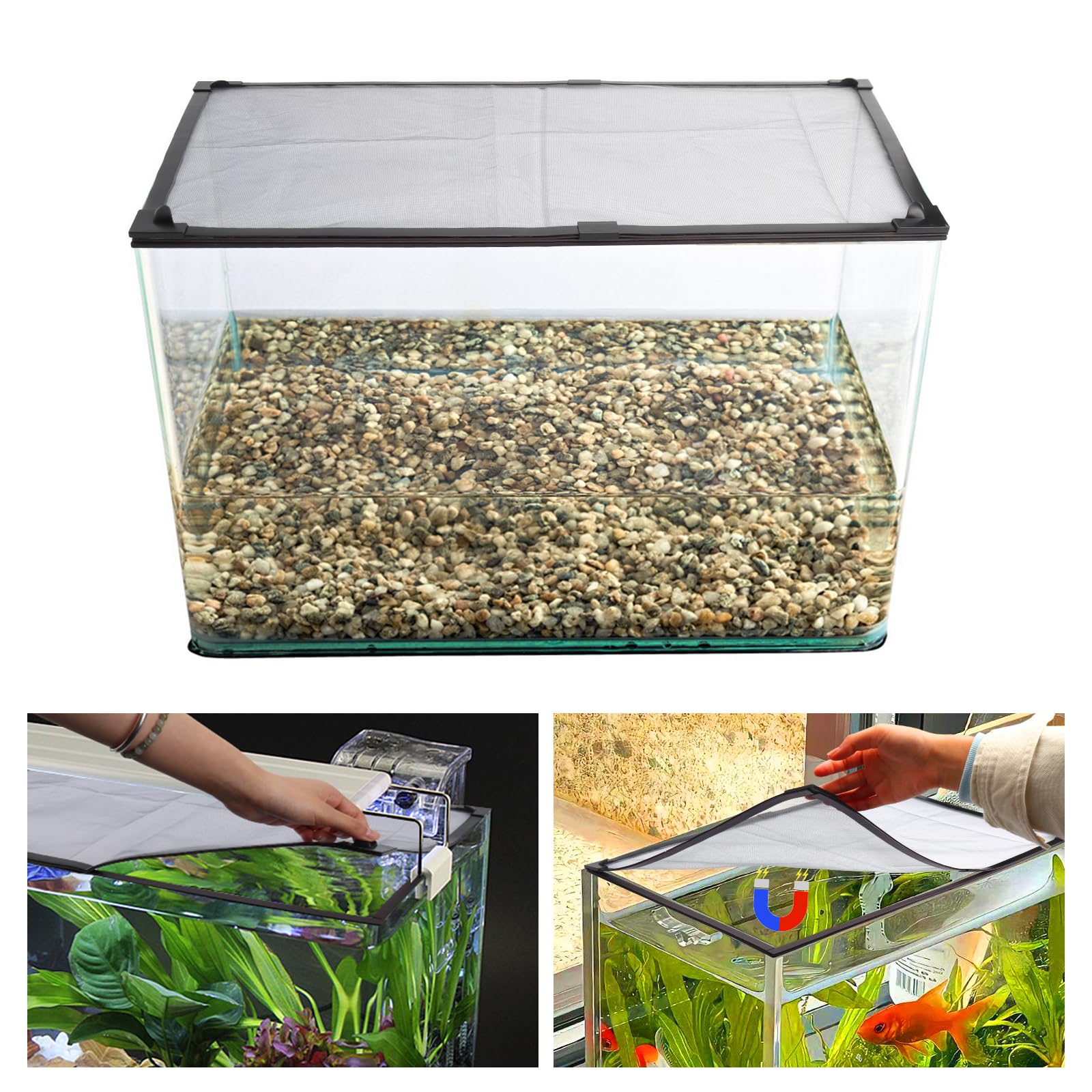 DIY Magnetic Aquarium Anti-Jumping Net 39.4''X23.6'',Fish Tank Net,Crop ...