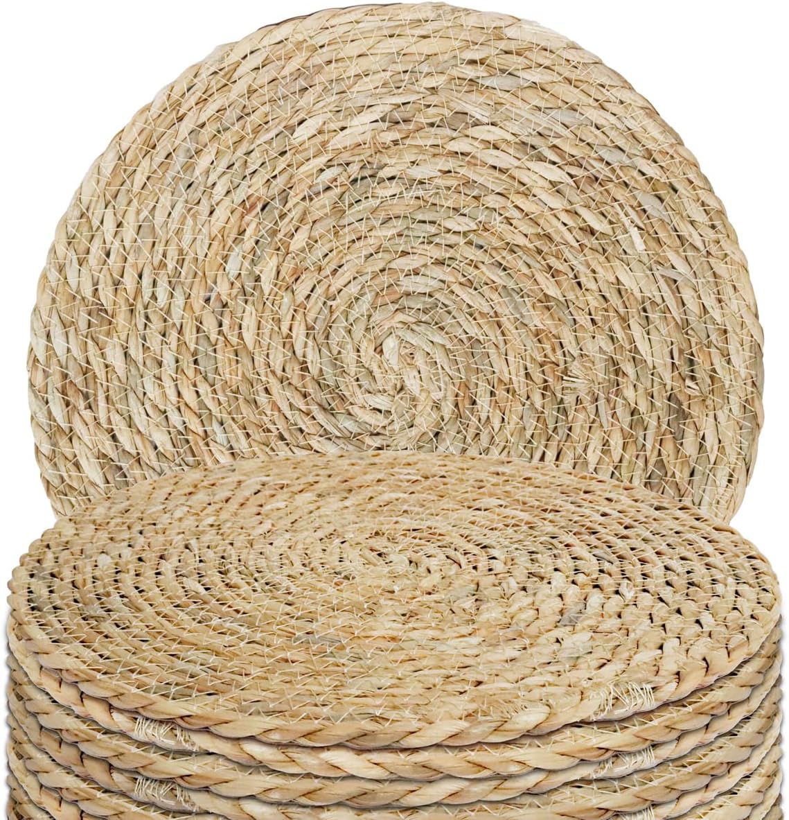 Amazon.com: 10 Pack Handwoven Round Woven Placemats - Natural Water ...