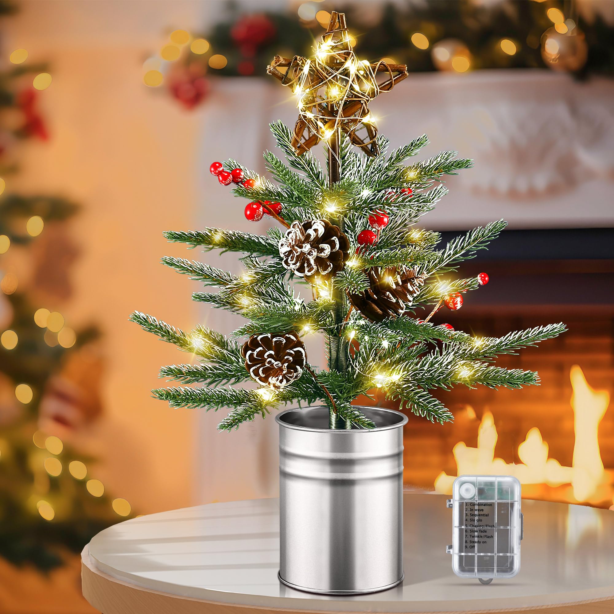 Amazon.com: ElectricWise Tabletop Christmas Tree, Small Pre Lit Xmas ...