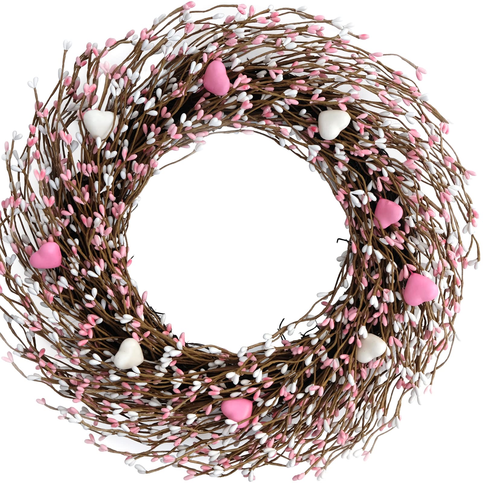 Amazon.com: Idyllic 18 Inch Pink White Berries Wreath for Front Door ...