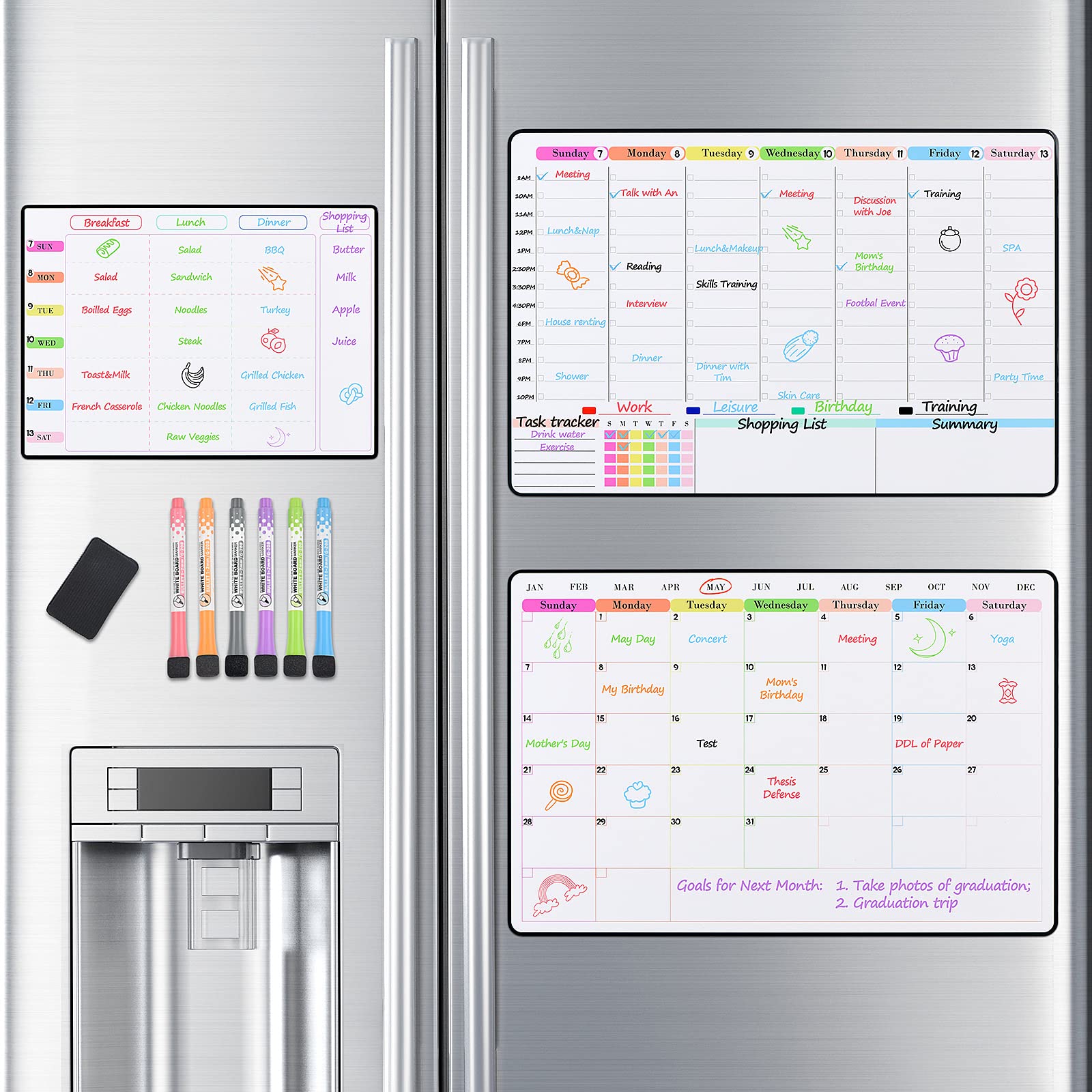 Snapklik.com : POPRUN Magnetic Weekly Calendar For Fridge, Schedule ...