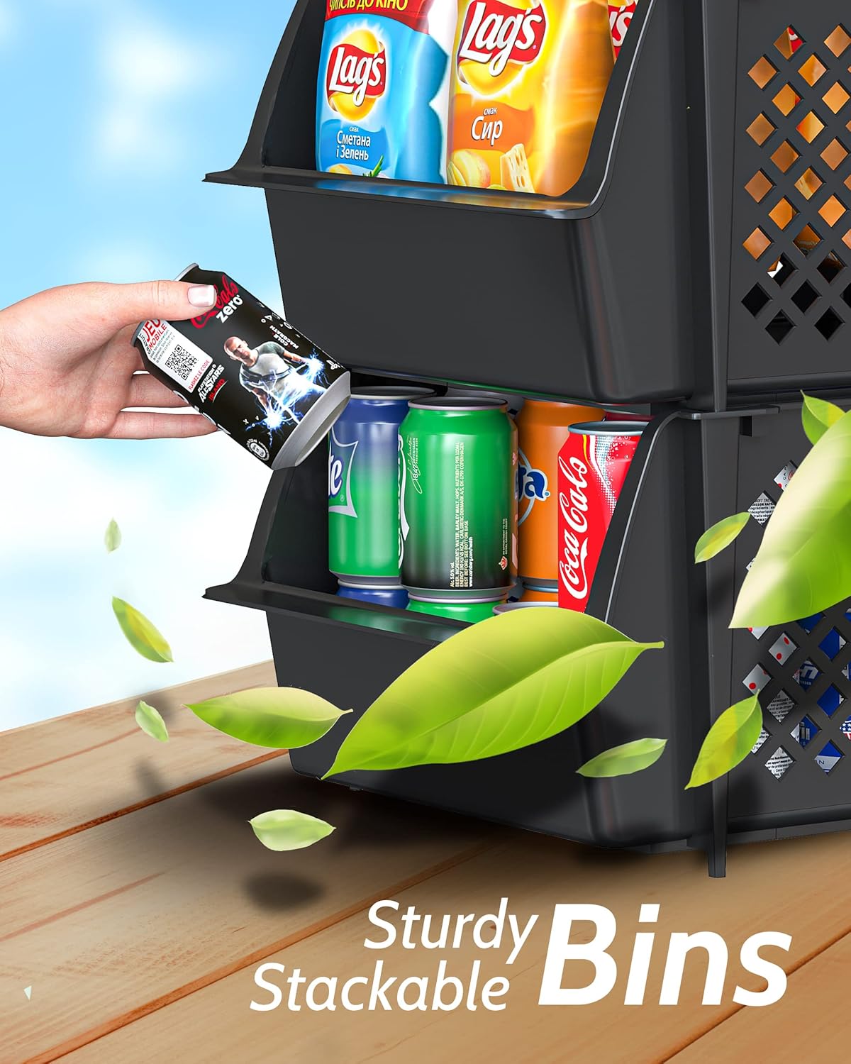 Skywin Contenedores de almacenamiento apilables de plástico para ...