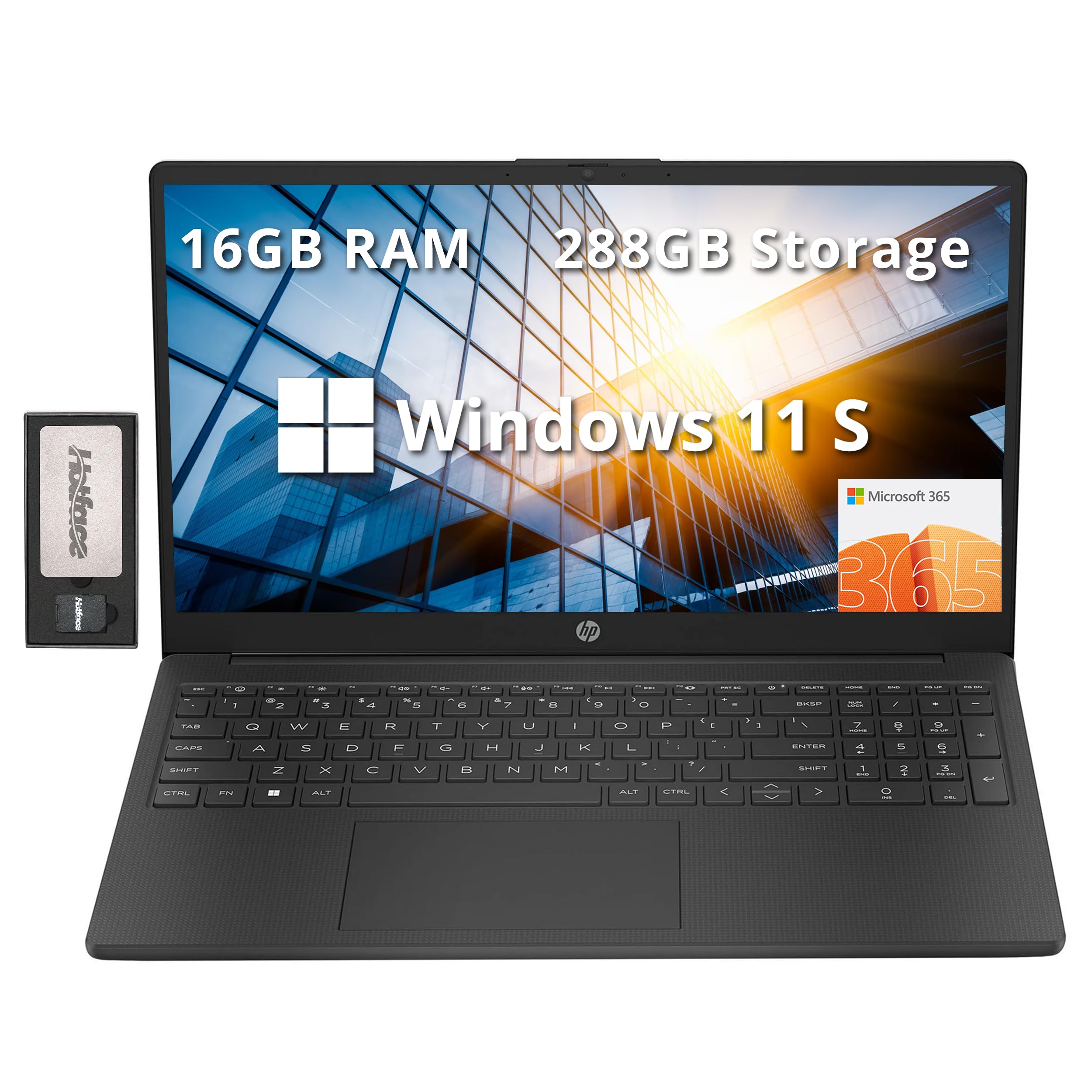 HP 15.6" HD Laptop, Intel N200 Processor, 16GB RAM, 288GB Storage(128GB ...