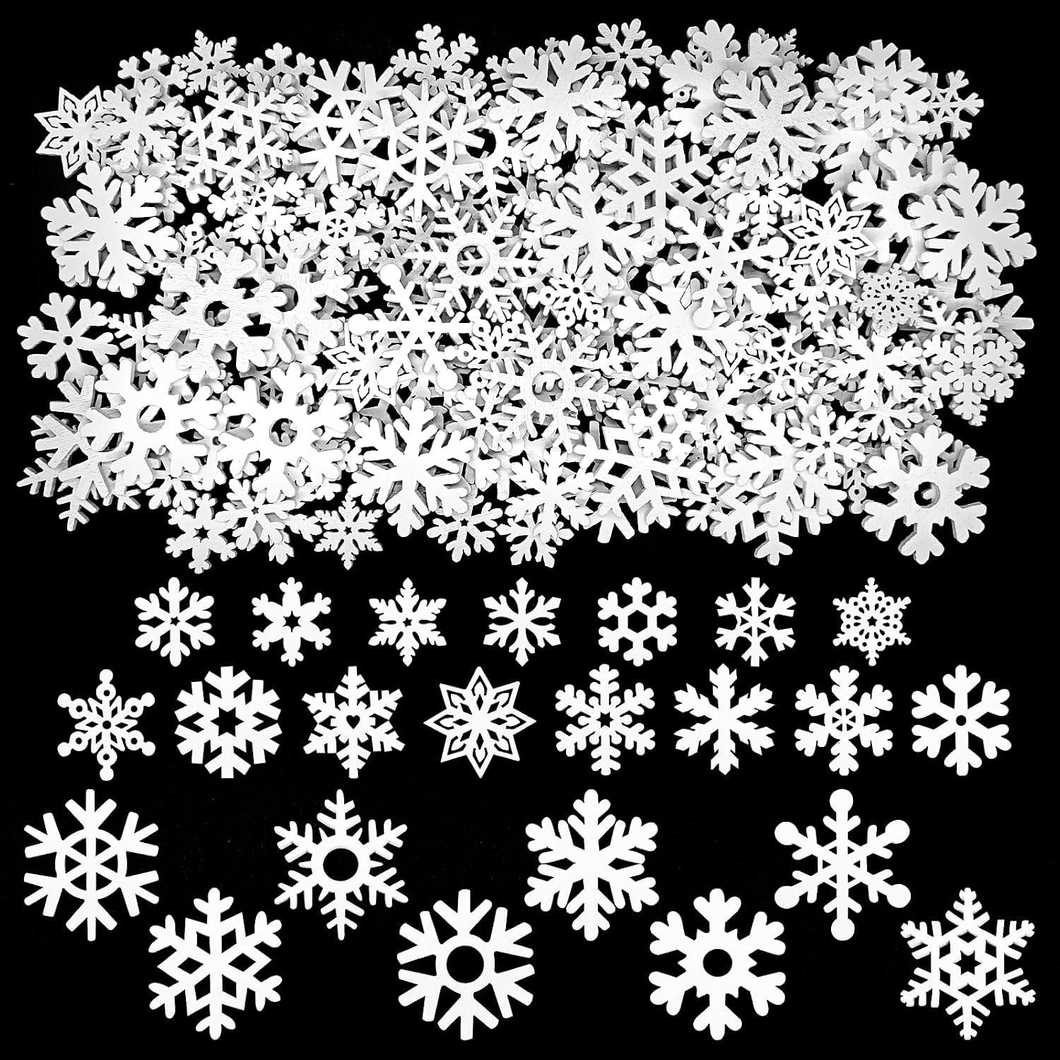 Amazon.com: HESHUYU 200 PCS Mini Snowflake Wood Slices 20 25 35 MM ...
