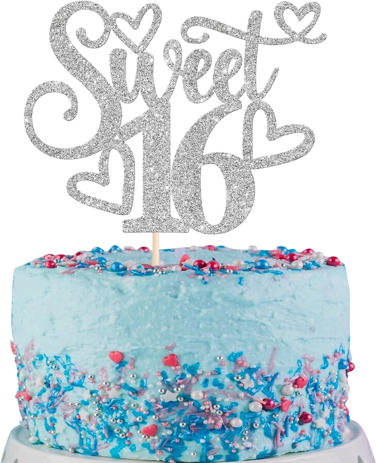 Amazon.com: 1 Pack Sweet 16 Teenager Cake Topper Glitter 16th Birthday ...